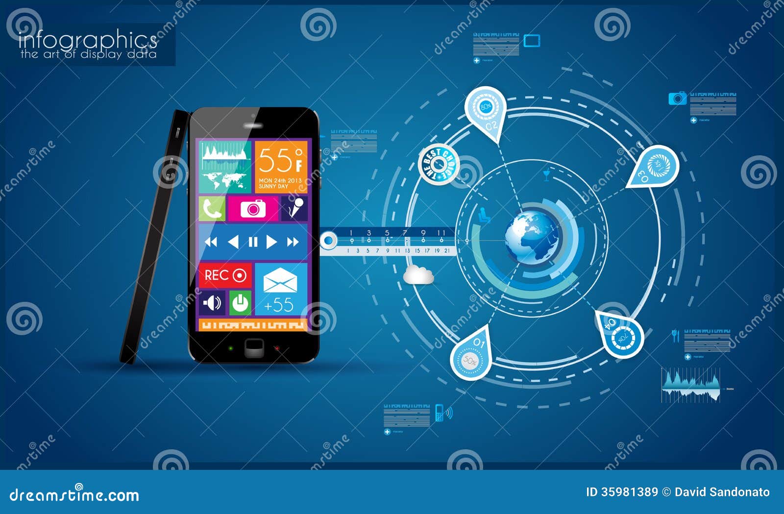 Modern Infographic with a Touch Screen Smartphone Stock Vector ...