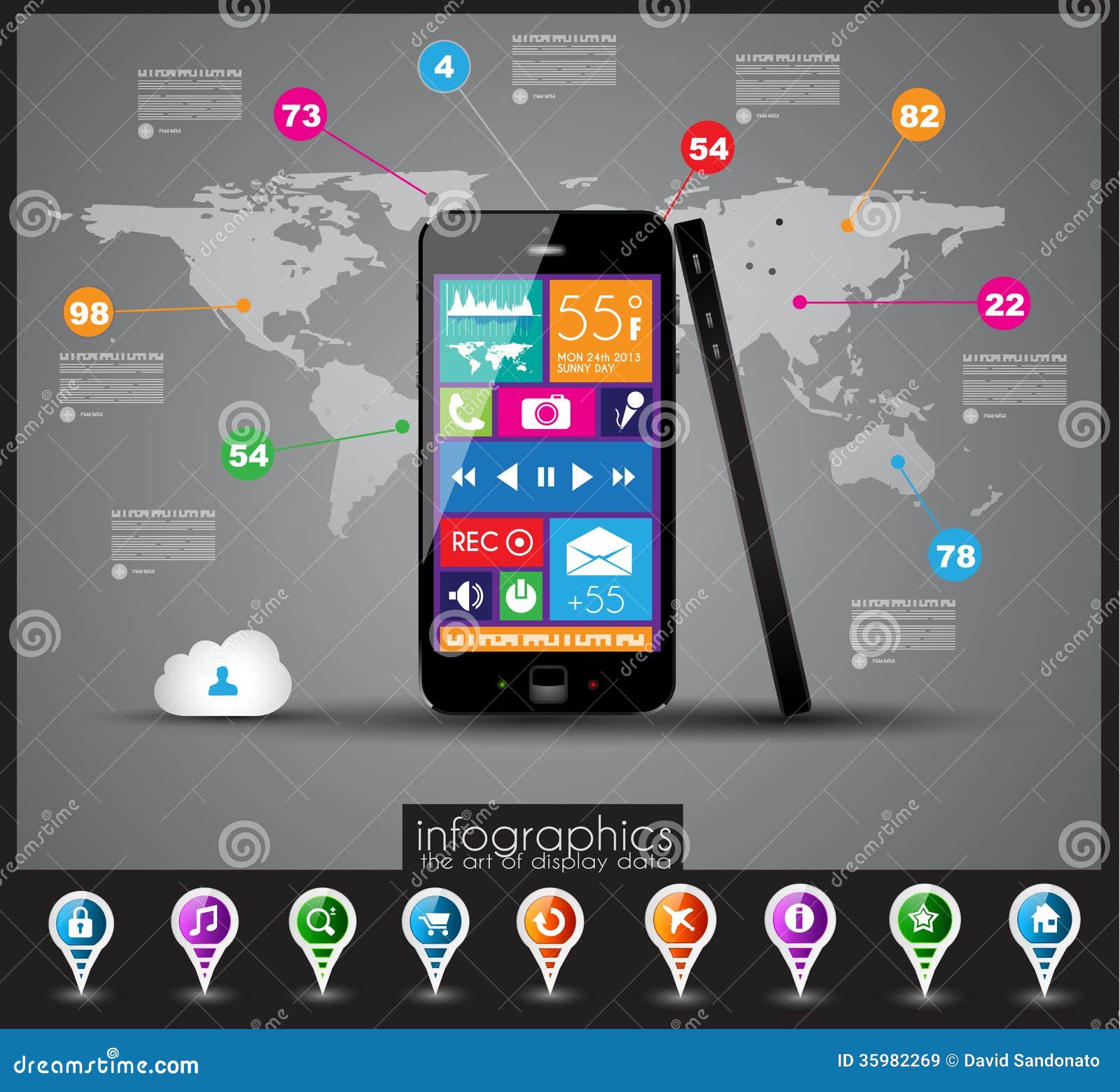 Modern Infographic with a Touch Screen Smartphone Stock Vector ...