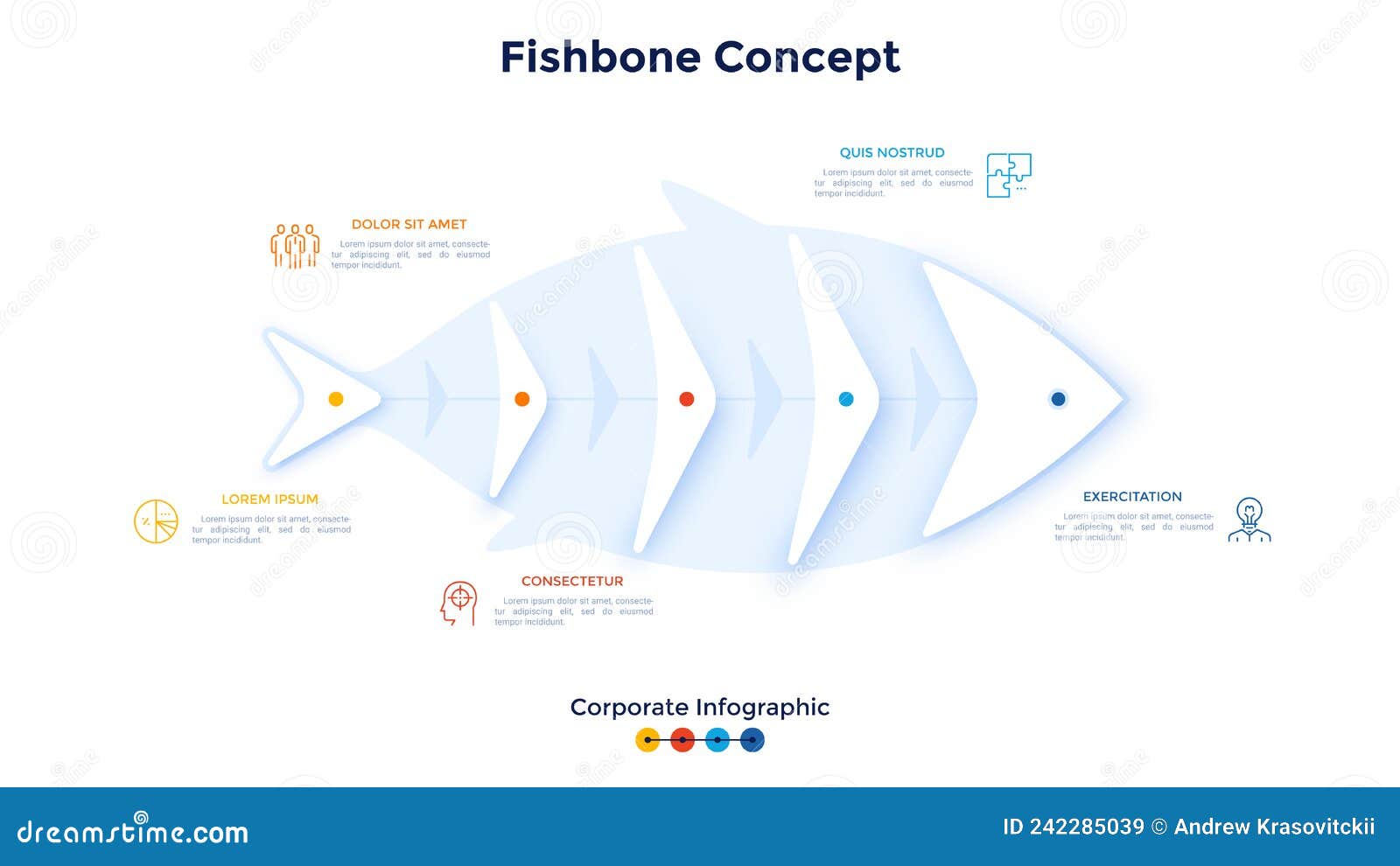 Fishbone Chart For Workflow, Analysis, And Project Planning. Vector ...