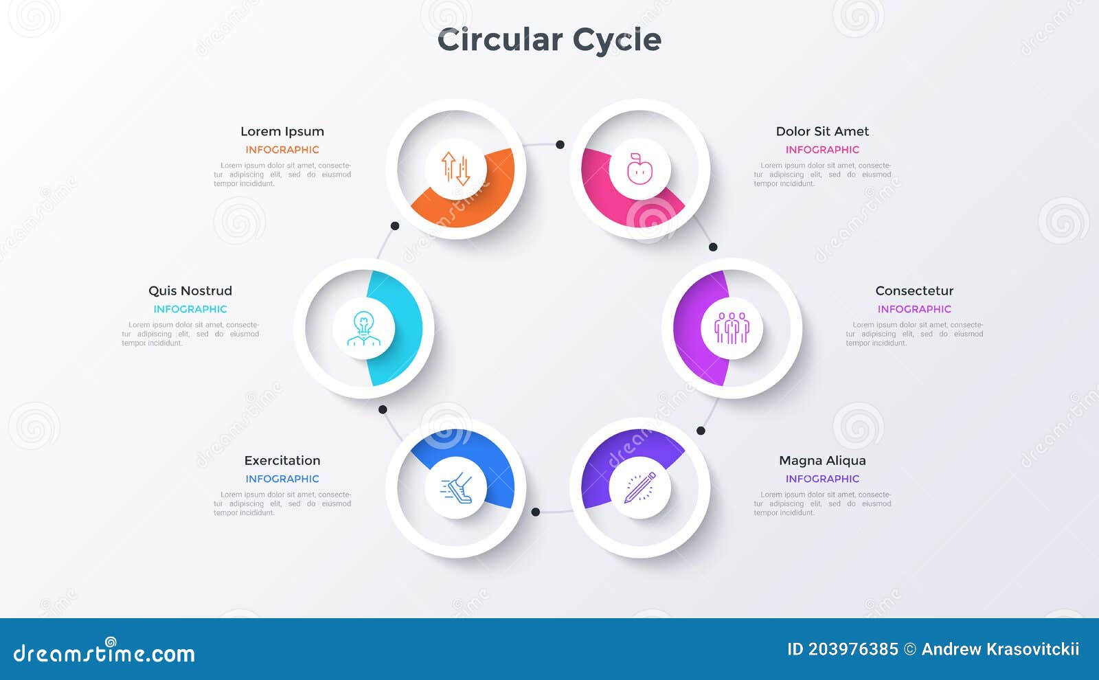 Dot Cycle On Modern Blue Abstract Background Cartoon Vector ...