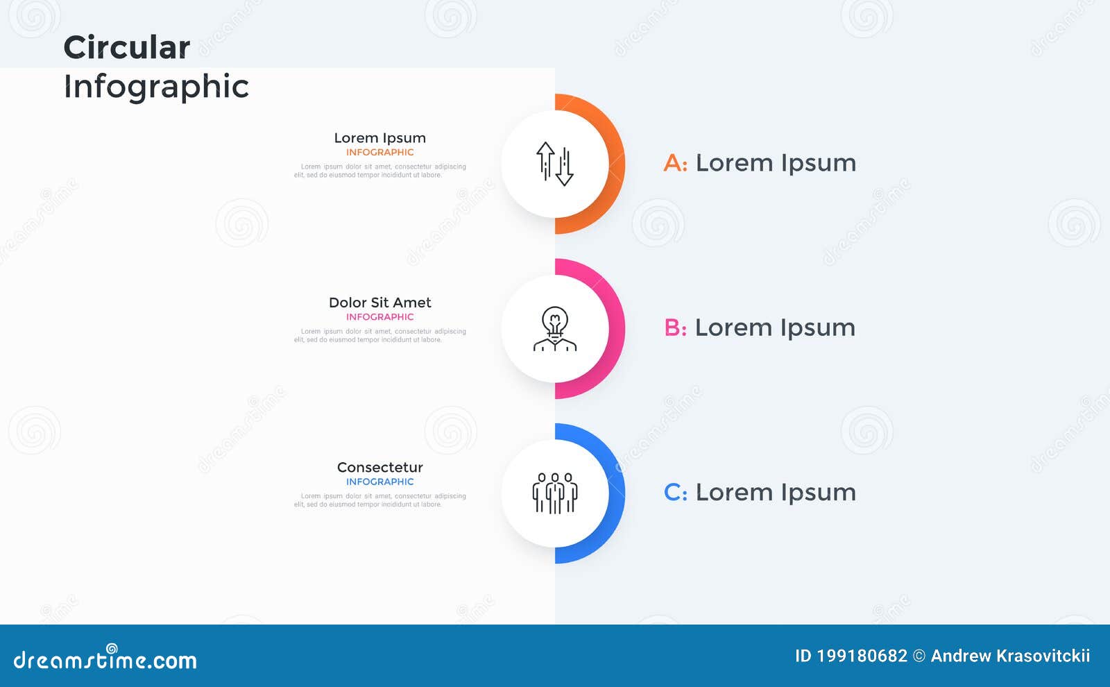 Vertical Chart, Graph Elements, Templates With 5, 4 And 3 Circle Vector ...