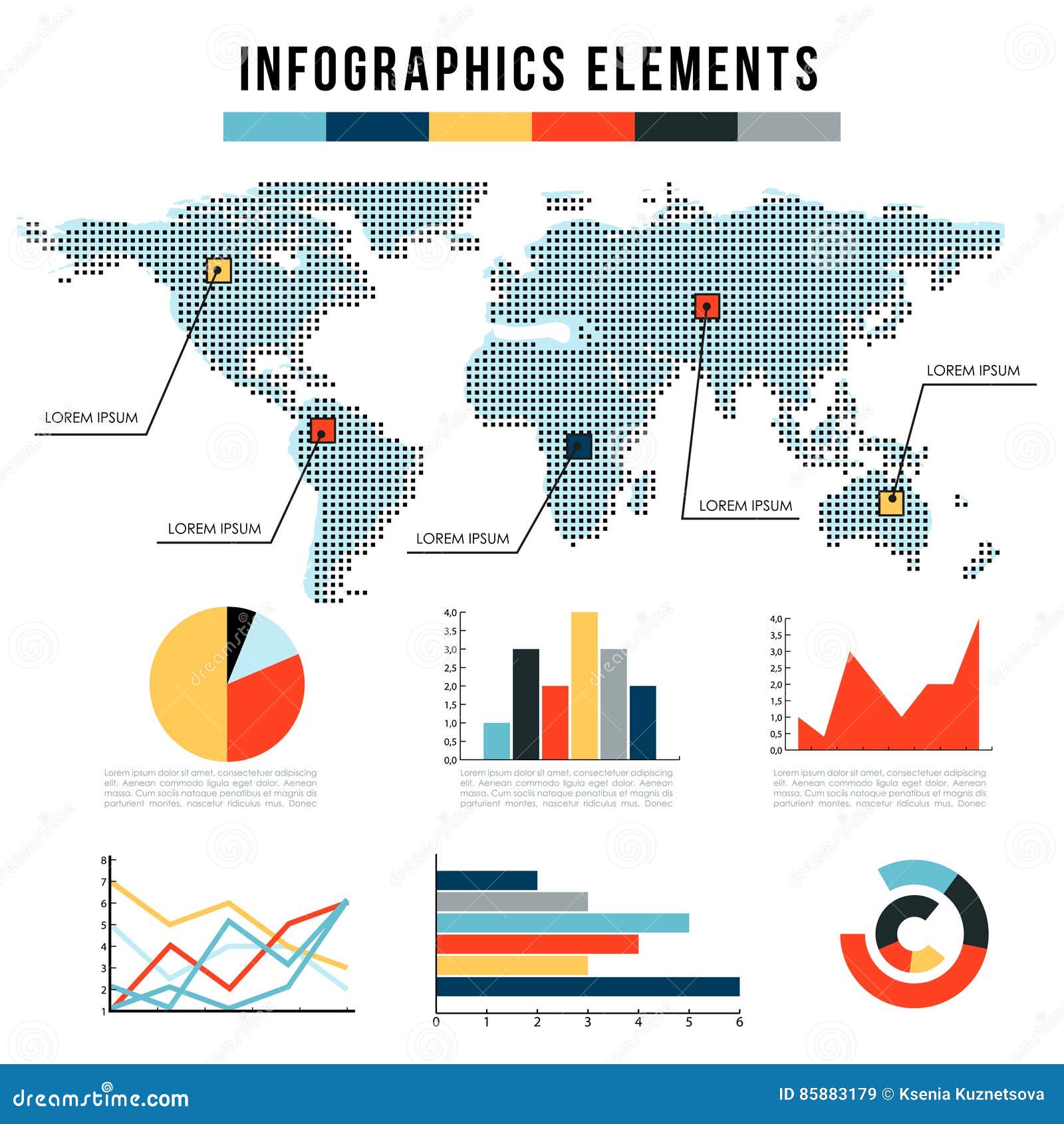 Modern Infographics Elements. Vector Set of Graphs, Charts for Annual ...