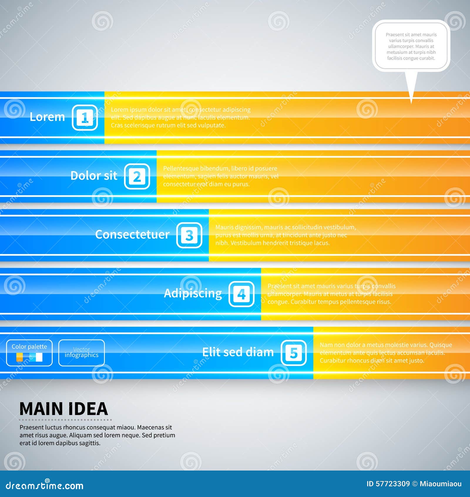 Modern Infographics Layout with 5 Horizontal Banners. Stock Vector ...
