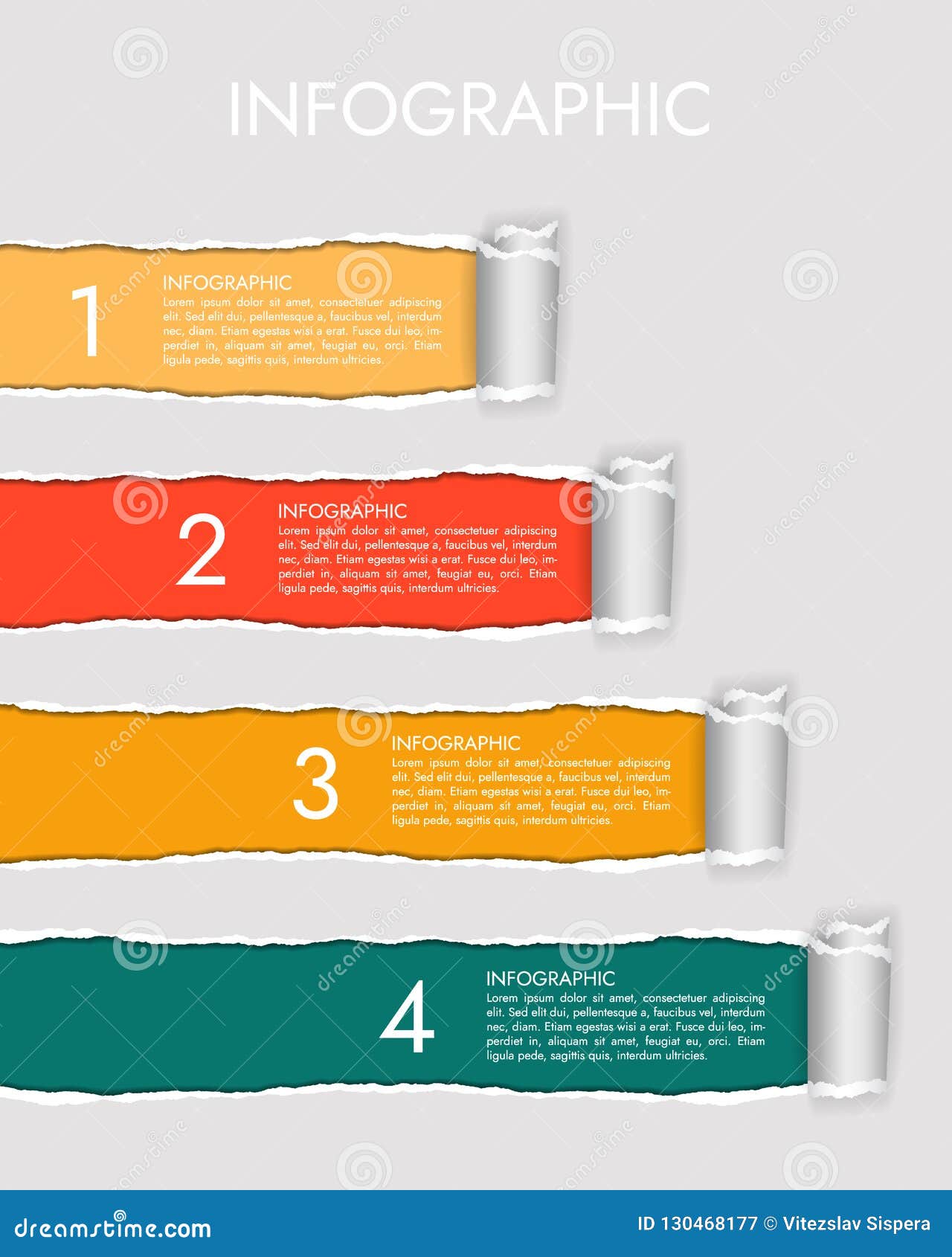 Modern Infographics with Ruptured Paper with Rolled Edge and Tex Stock ...