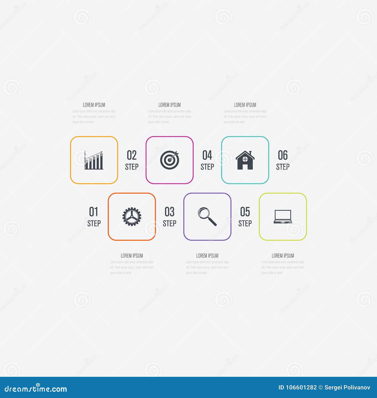 Modern Infographics with Six Square Stock Vector - Illustration of ...