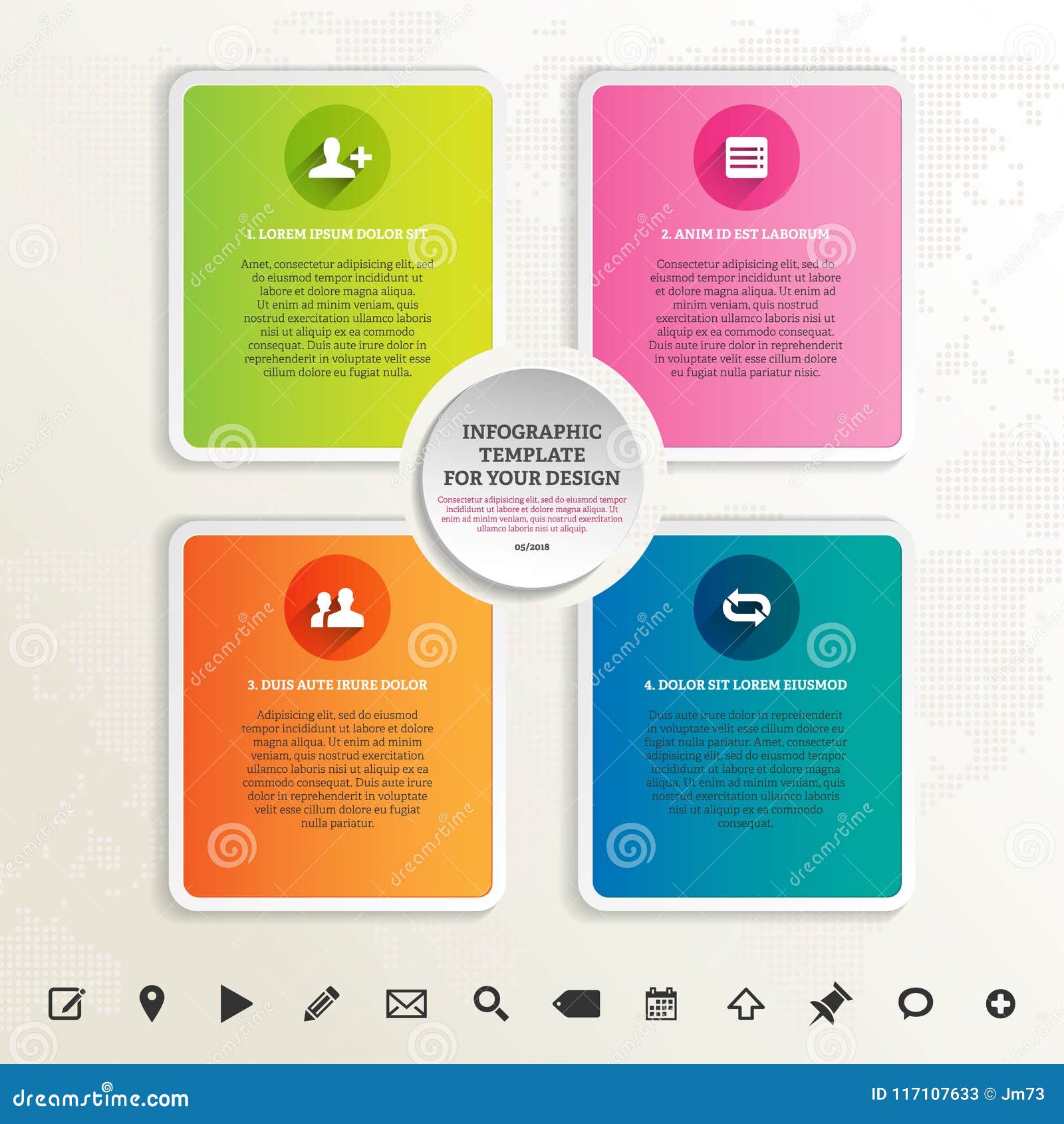 Modern Infographics Template with Set of Icons and Sample Text Stock ...