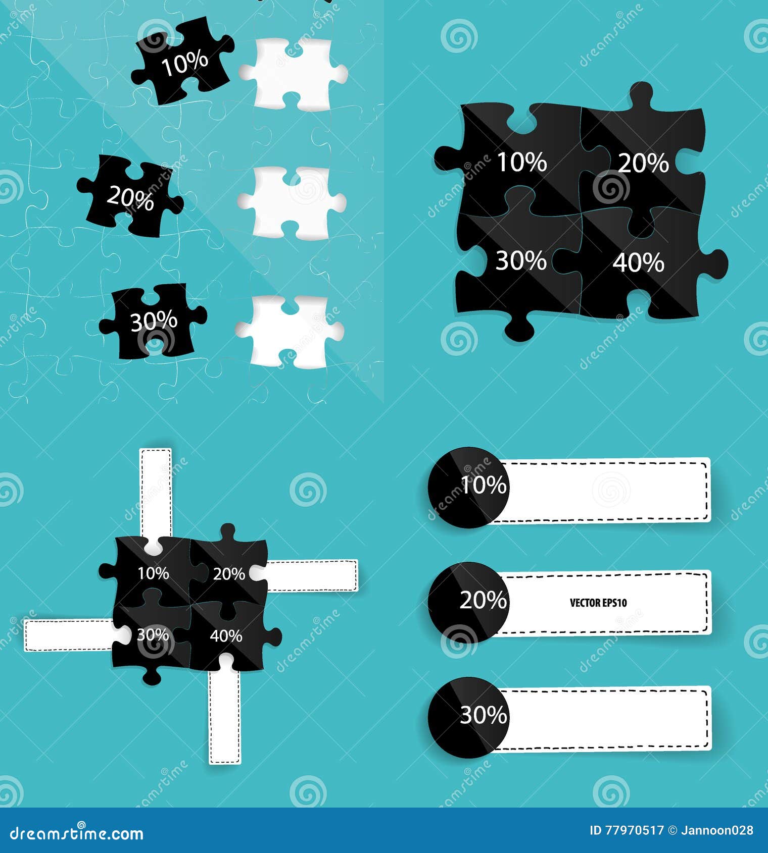 Modern Infographics Template Style. Business Puzzle Pieces . Vector ...