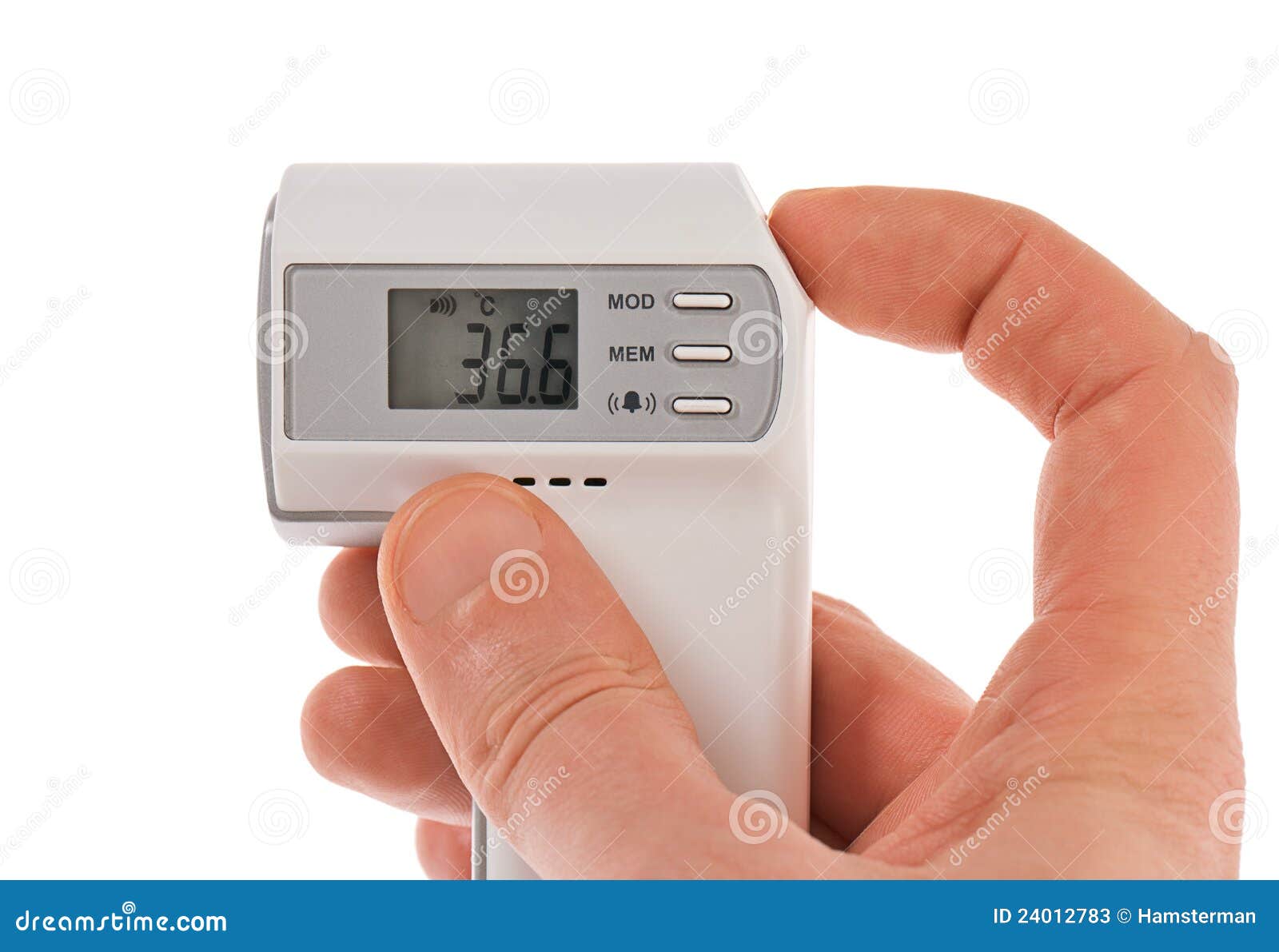 Modern Infra-red Digital Thermometer with Hand Stock Image - Image of ...
