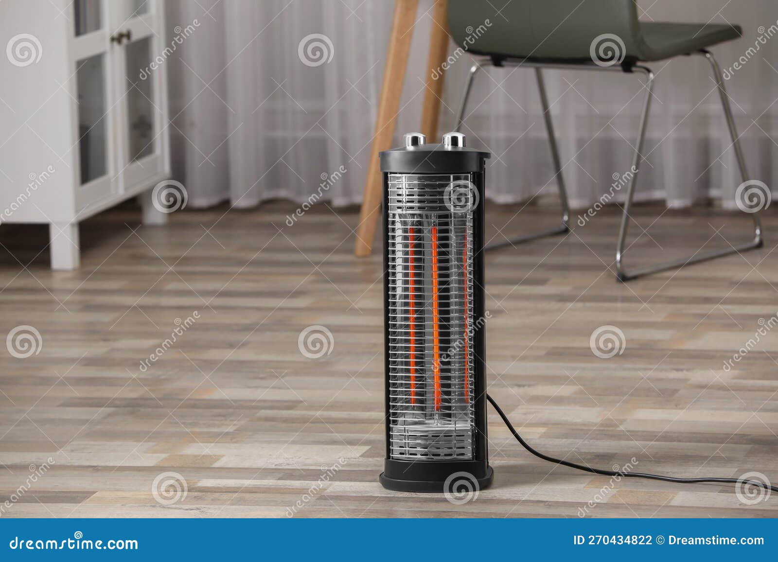 Modern Infrared Heater on Floor in Room Stock Photo - Image of ...