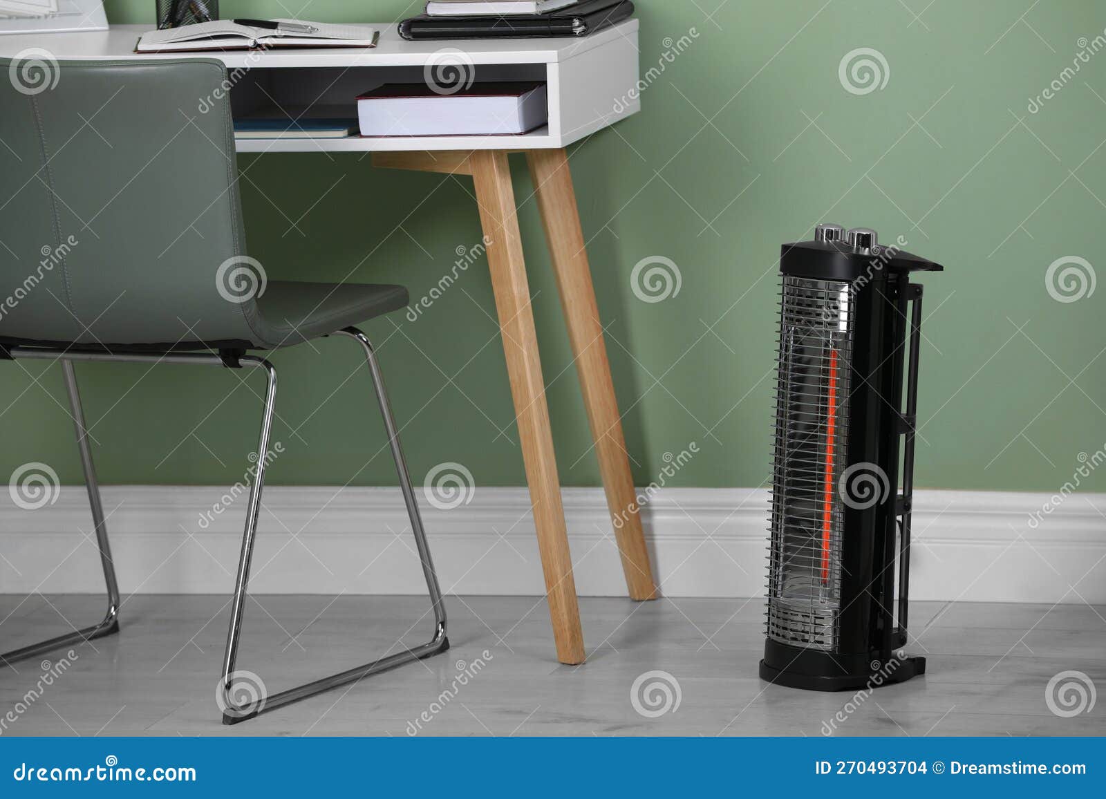 Modern Infrared Heater on Floor in Room Stock Photo - Image of heat ...