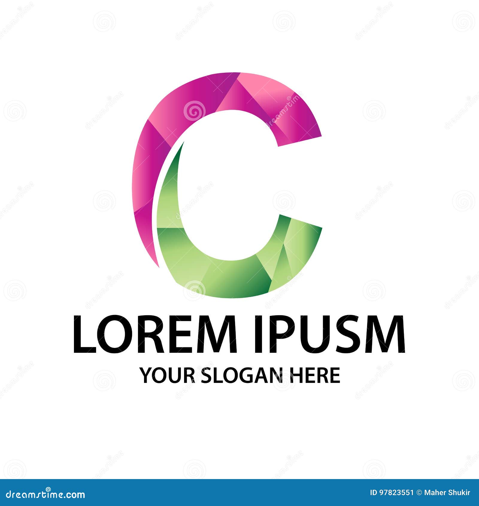 Modern initial C logo stock vector. Illustration of green - 97823551