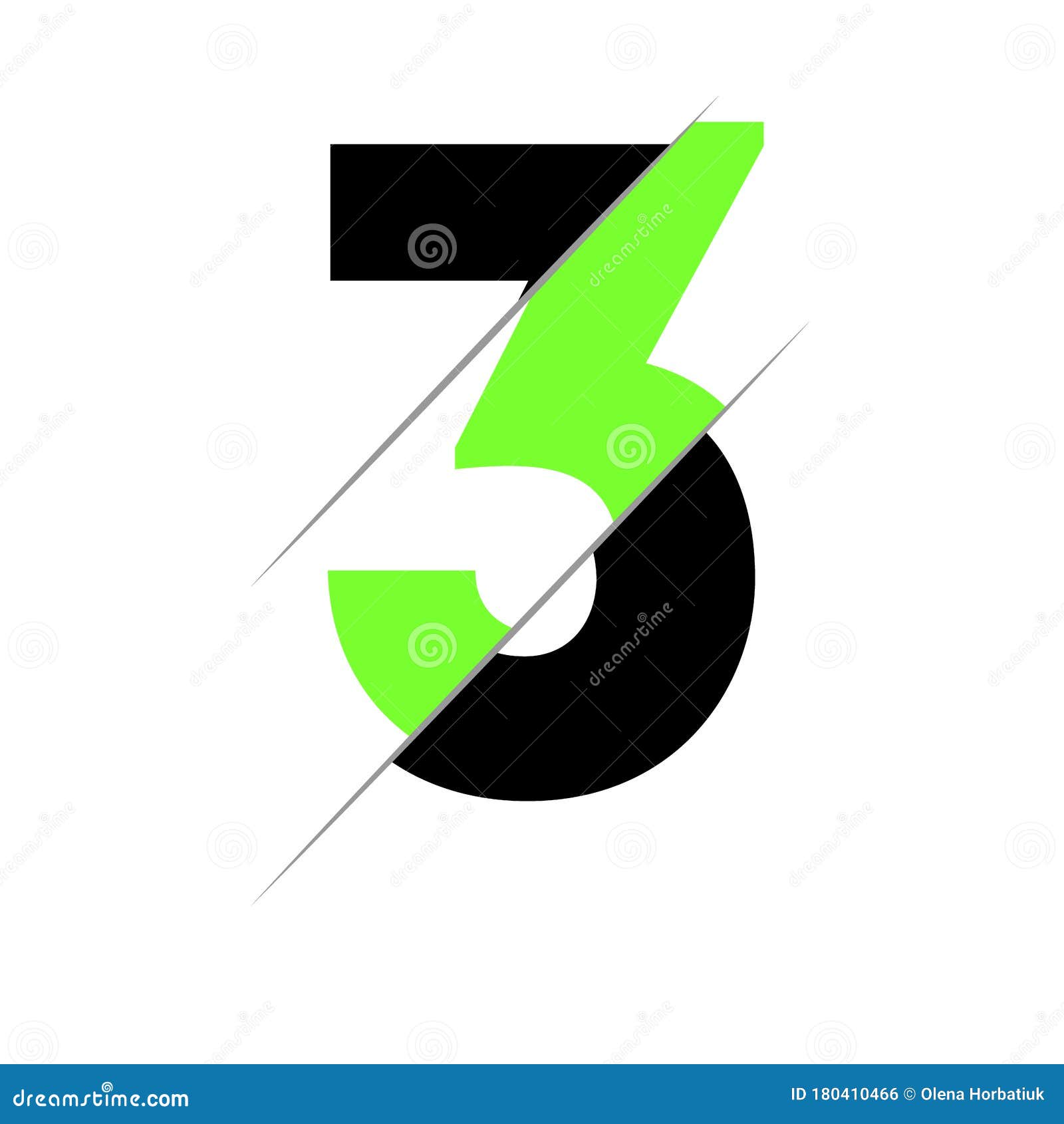Modern Initial Number 3 Cut Style Logo. Simple Icon, Template Design ...