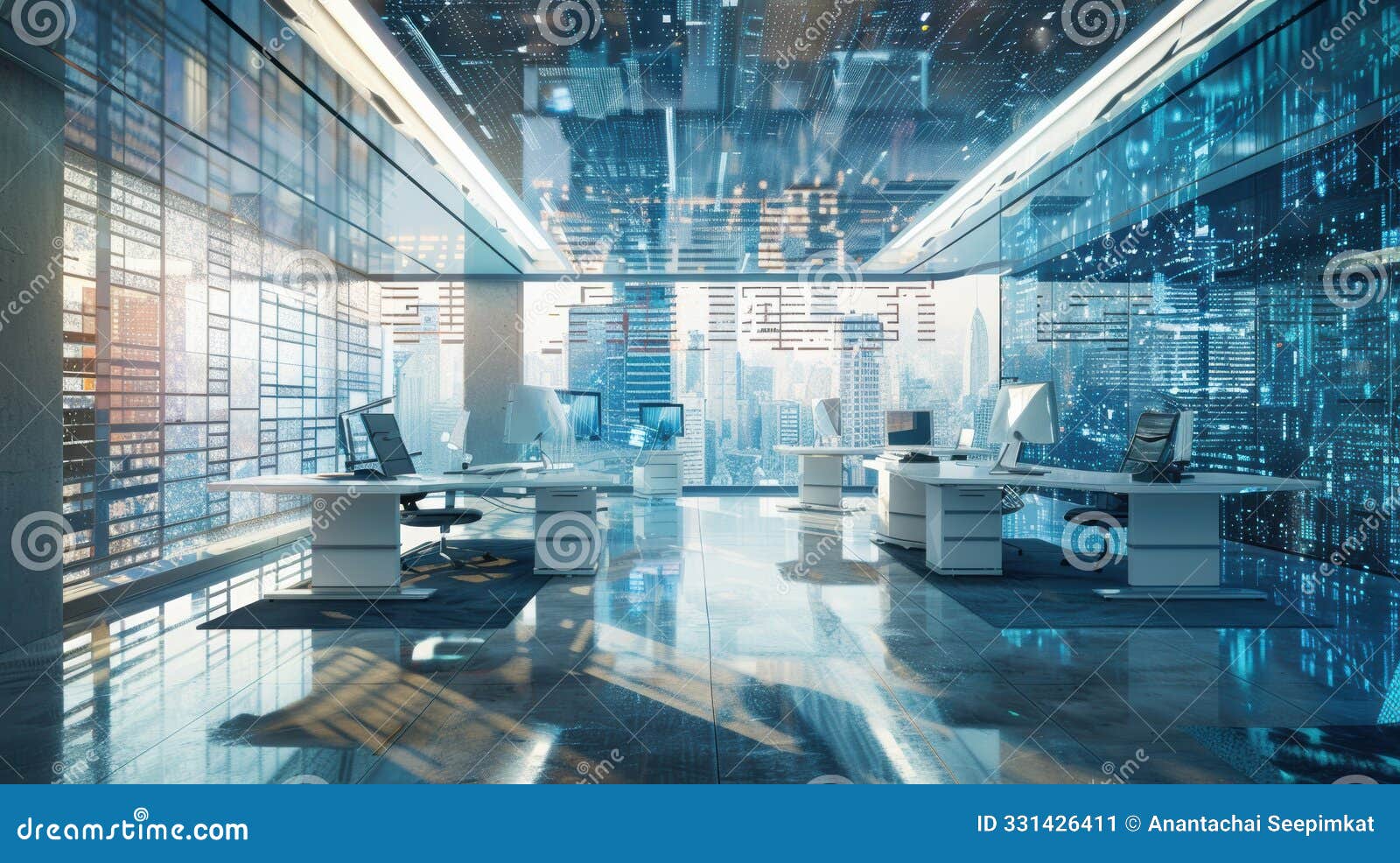 A Modern and Innovative Work Environment is Created within a Futuristic ...