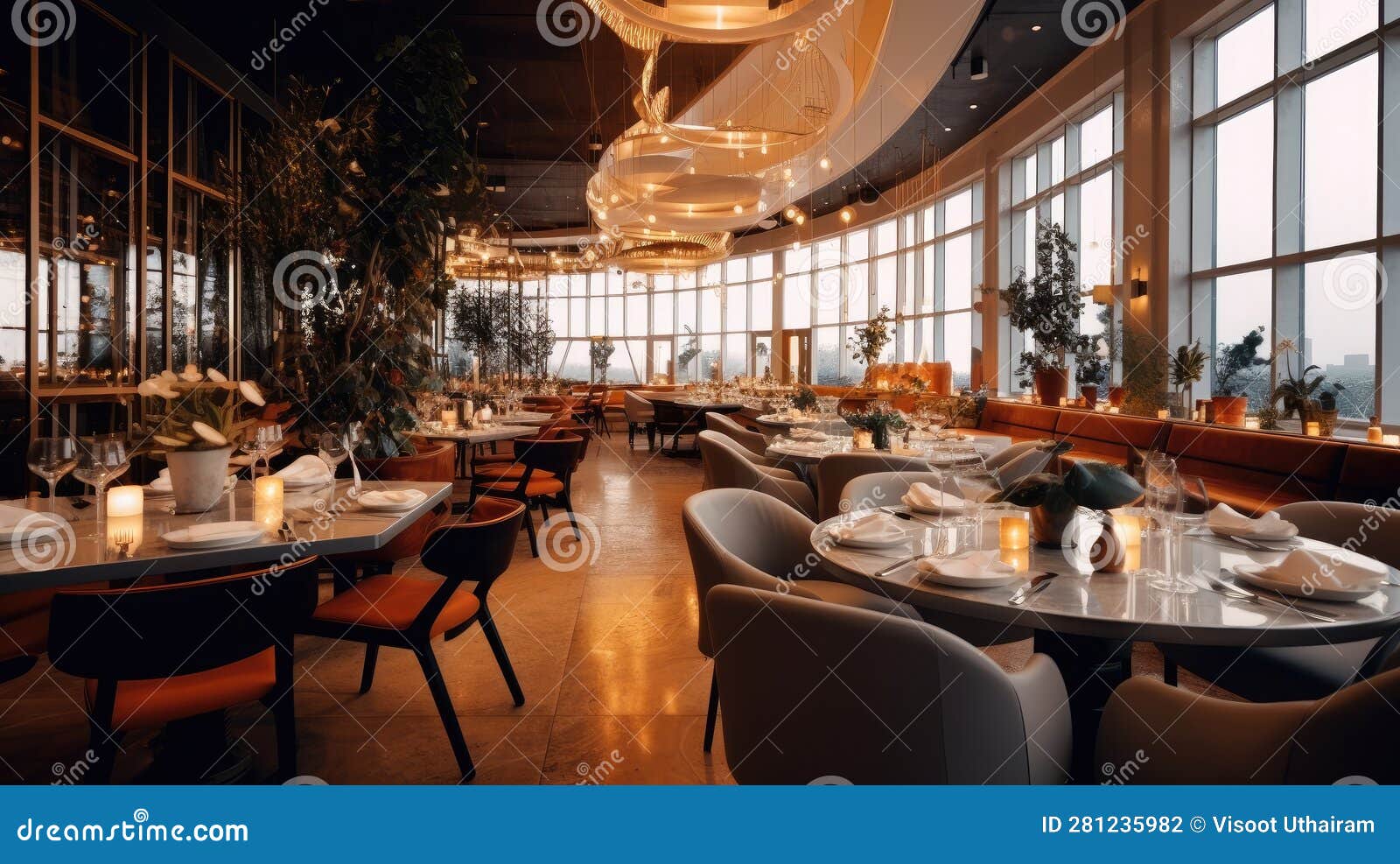 Modern Inside the Restaurant, Restaurant is Opulent and Contemporary ...