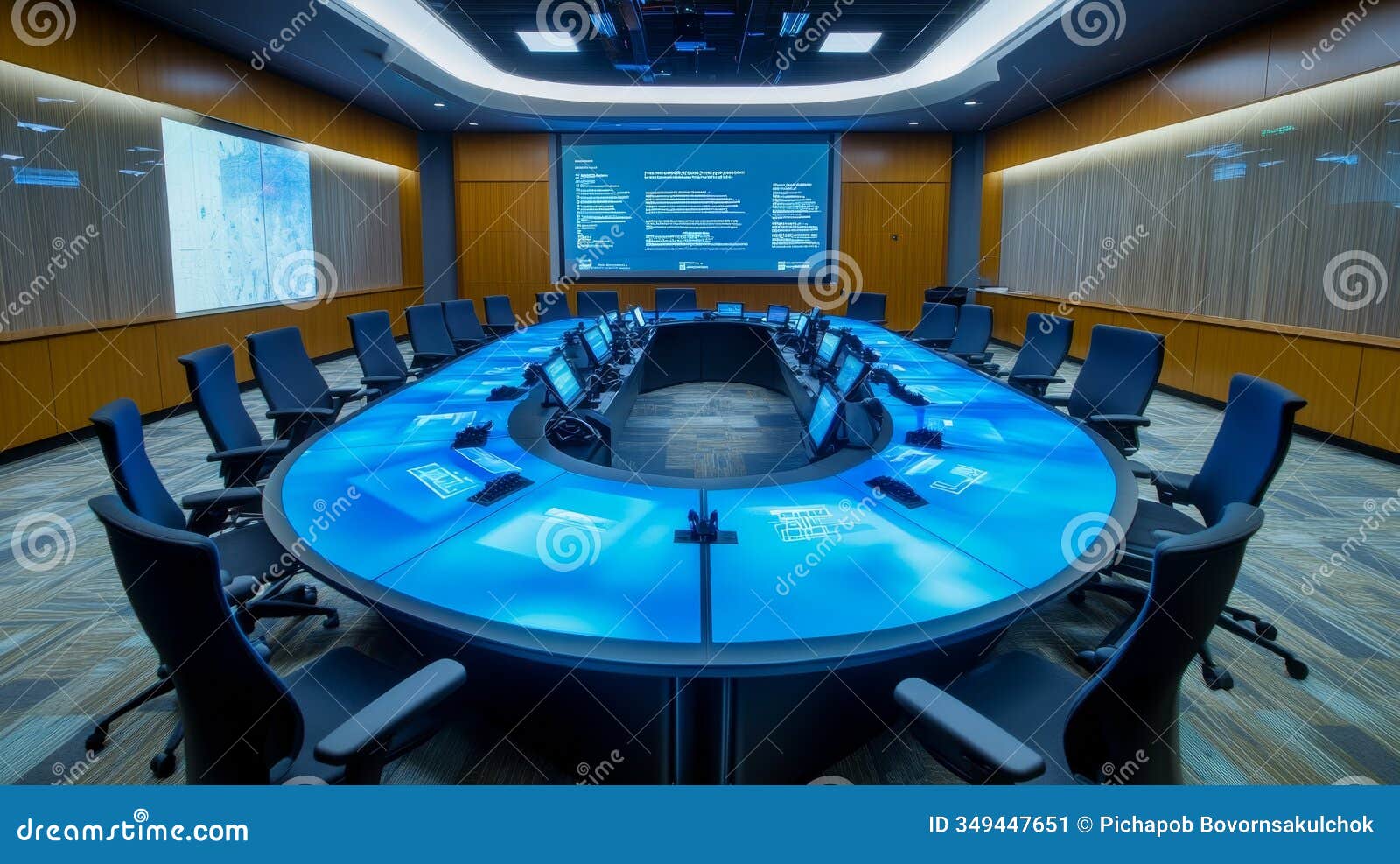 Modern Interactive Training Room with Large Display Setup Stock Image ...