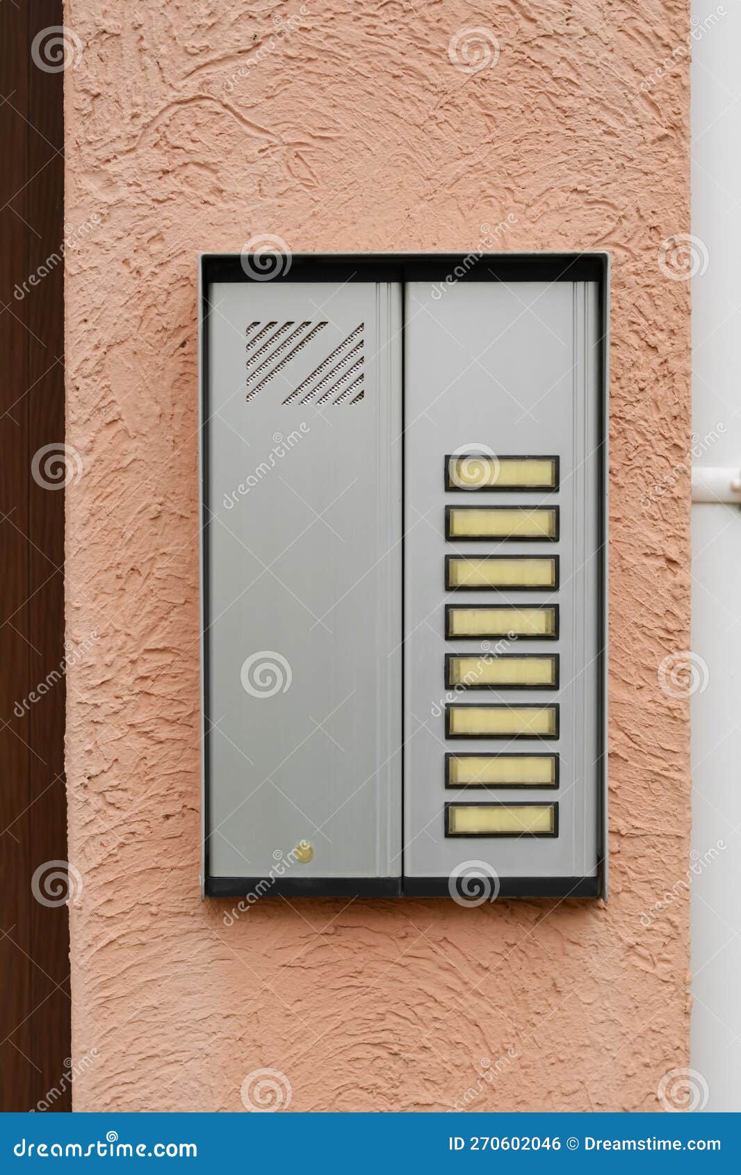 Modern Intercom Hanging on Beige Wall Outdoors Stock Photo - Image of ...