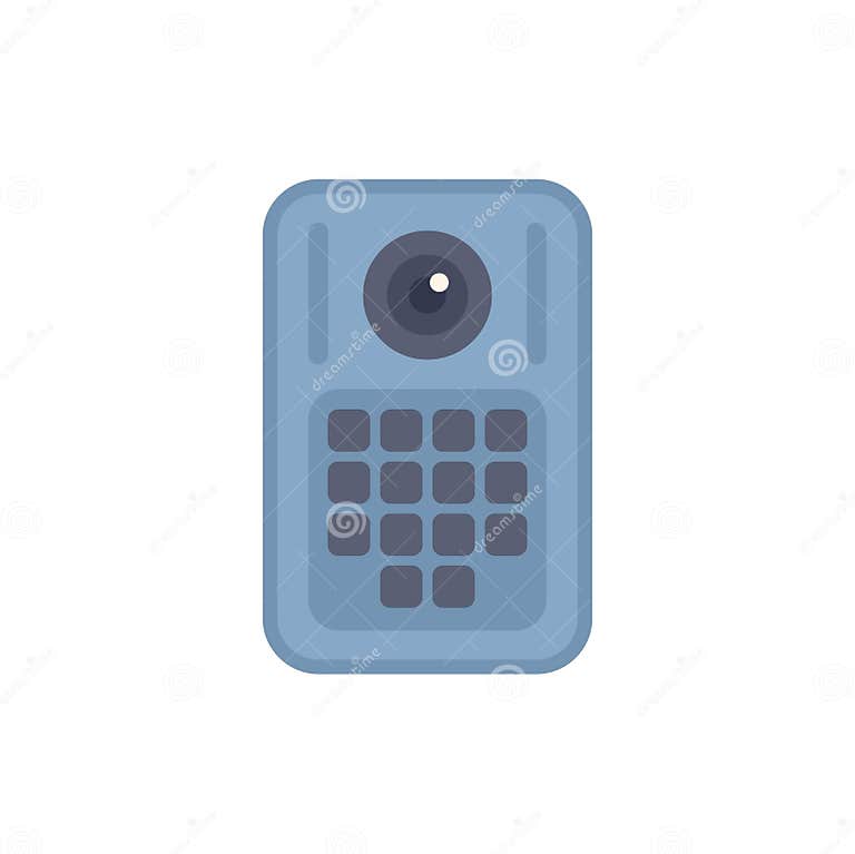 Modern Intercom System Featuring Keypad and Camera for Secure Access Control Stock Illustration ...