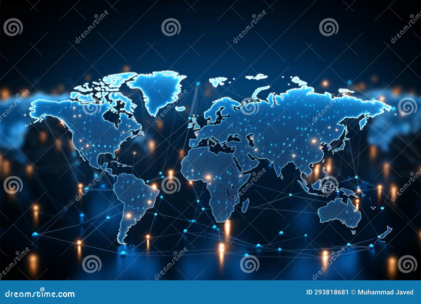 A Modern, Interconnected World Map As the Backdrop for Web Design Stock ...