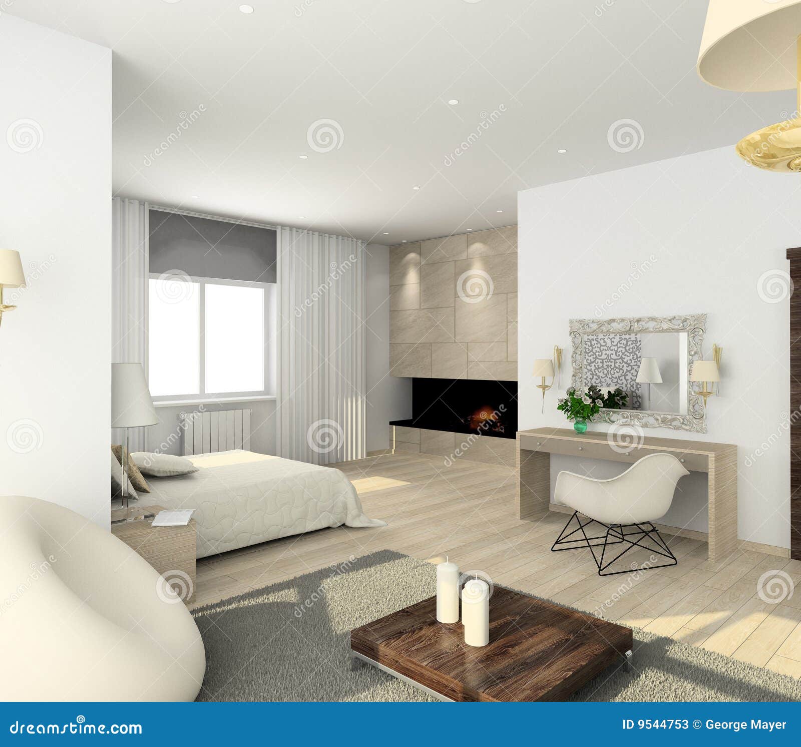 Modern interior. 3D render stock illustration. Illustration of design ...