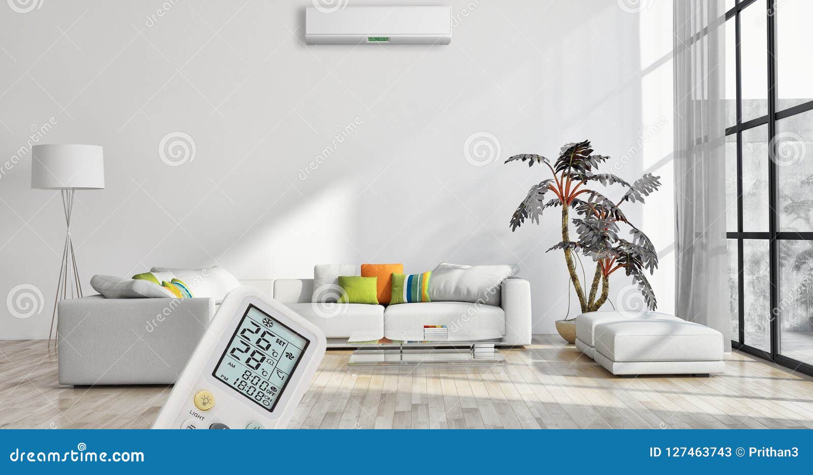 Modern Interior Apartment with Air Conditioning and Remote Control 3D ...
