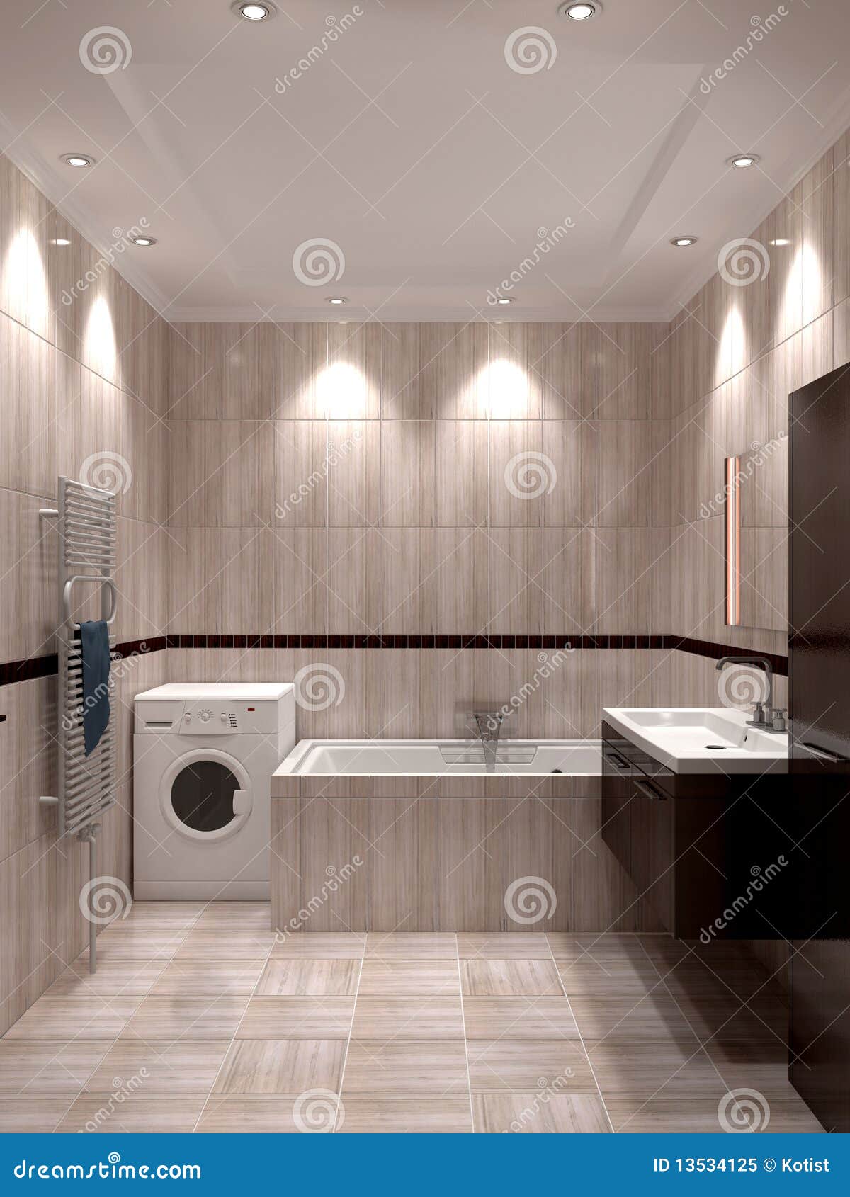 Modern Interior of Bathroom Stock Illustration - Illustration of decor ...