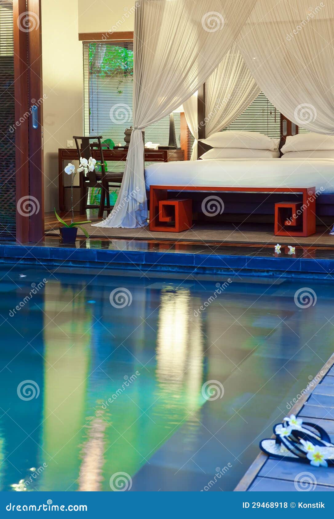 Modern Interior.beds for Rest at the Pool Stock Photo - Image of travel ...