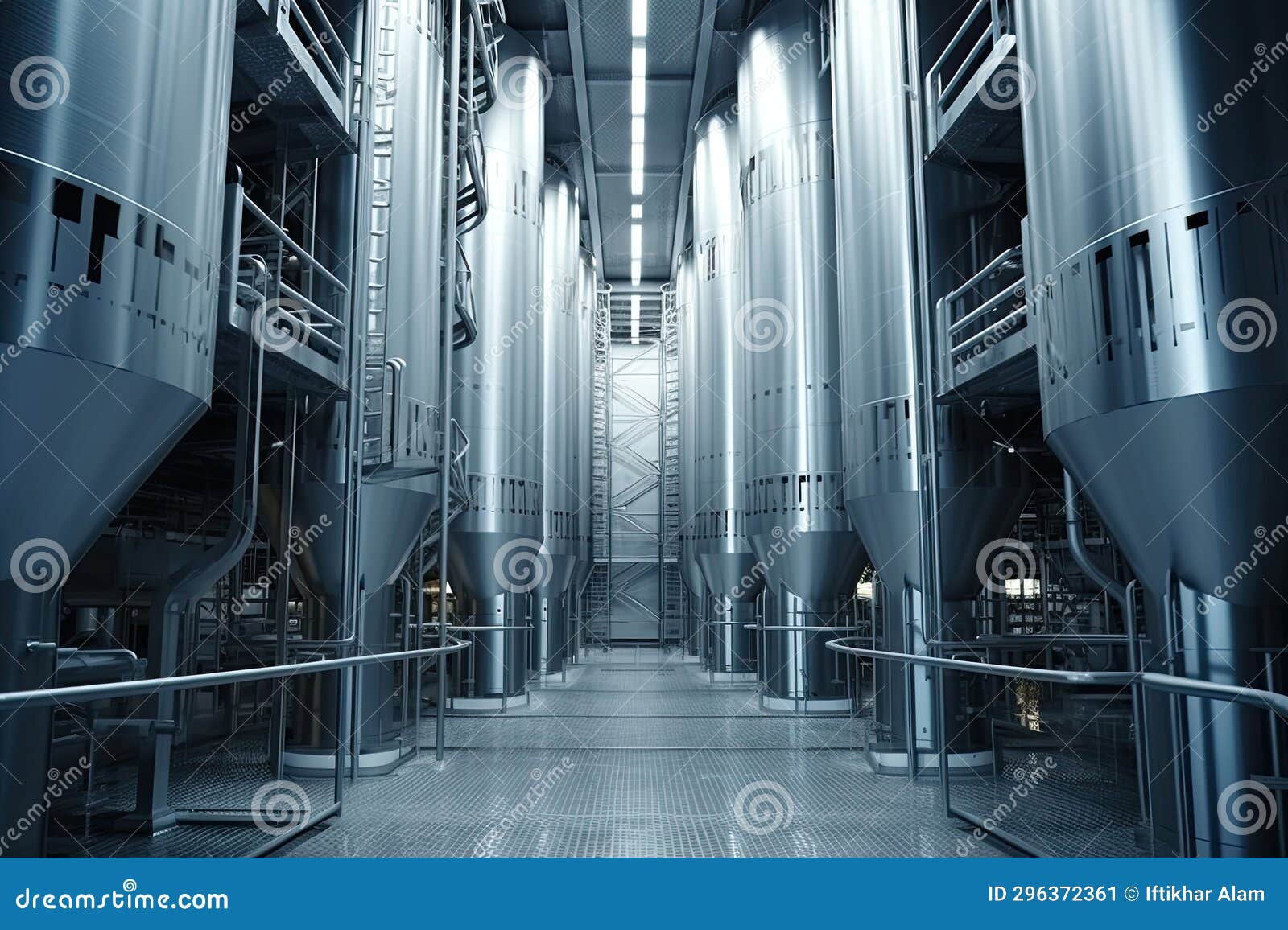 Modern Interior of a Brewery. Blue Toned Image with Copy Space, Modern ...