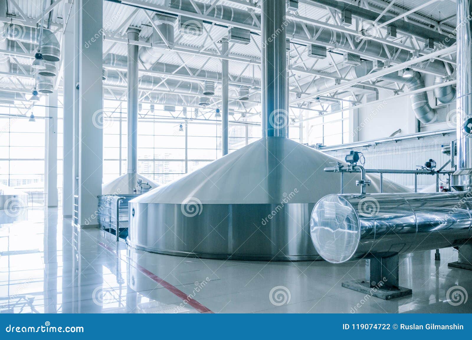 Modern Interior of a Brewery Mash Vats Metal Containers Stock Photo ...