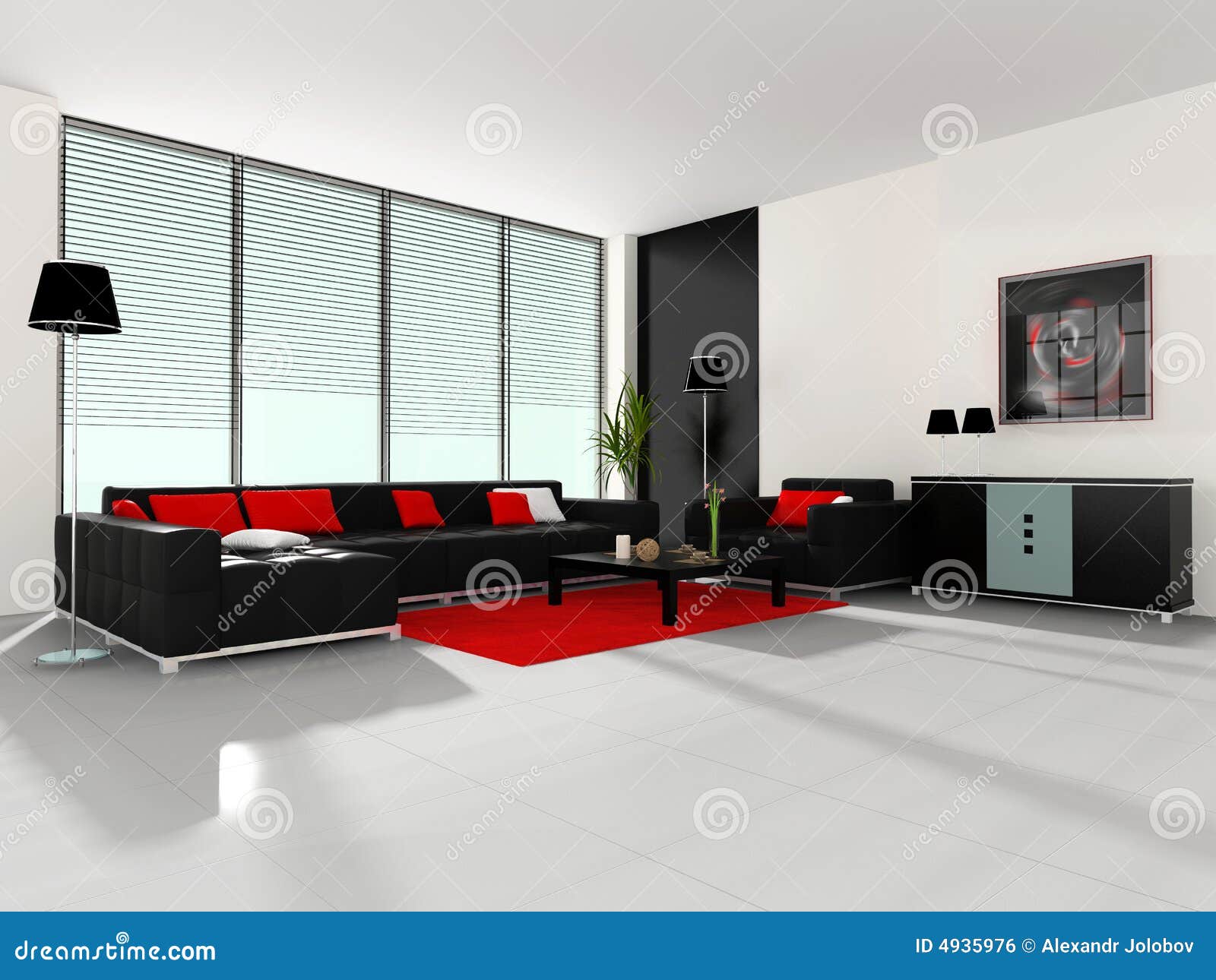 Modern Interior of a Cabinet Stock Illustration - Illustration of floor ...