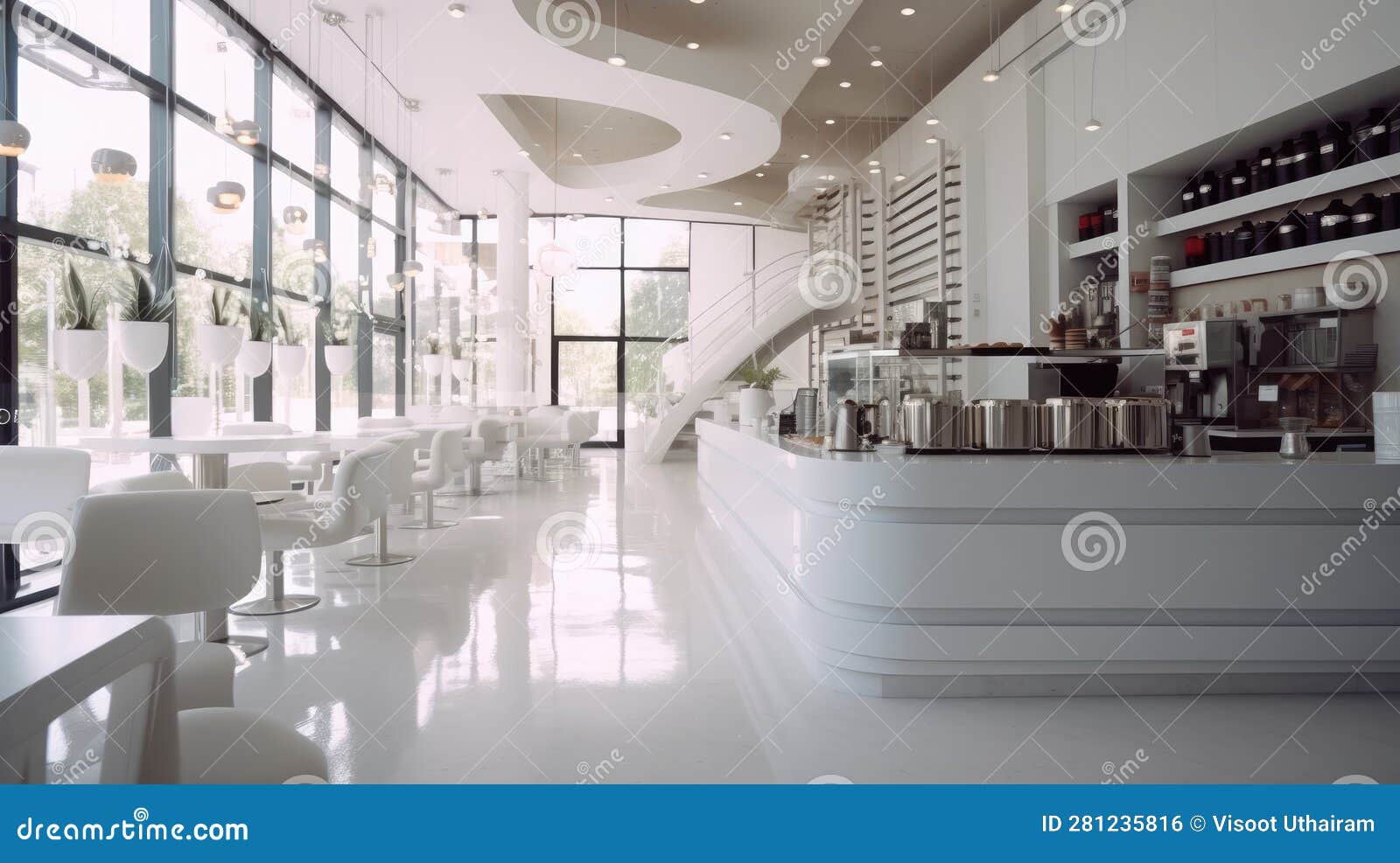 Modern Interior in Cafe with Bar and Chairs, Cafe Restaurant Stock ...