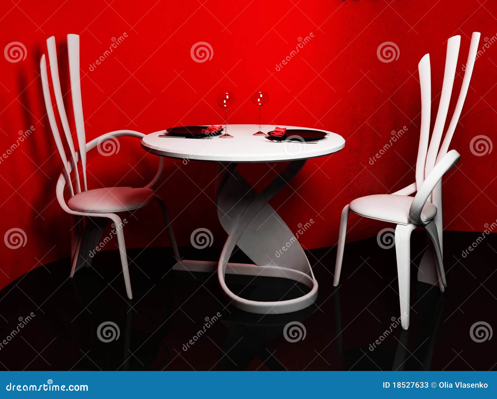 A Modern Interior with the Chairs and a Table Stock Illustration ...