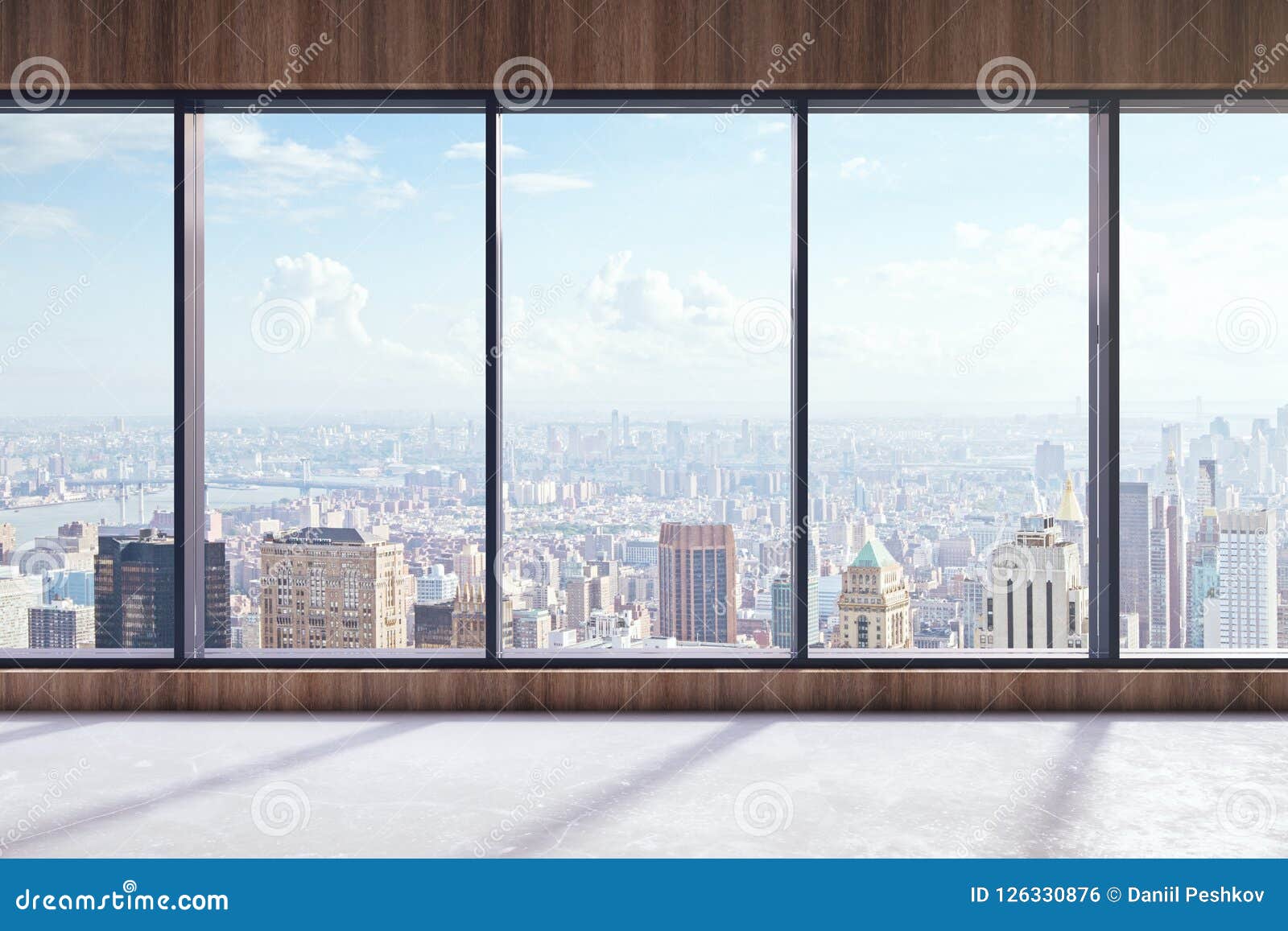 Modern Interior with City View Stock Illustration - Illustration of ...