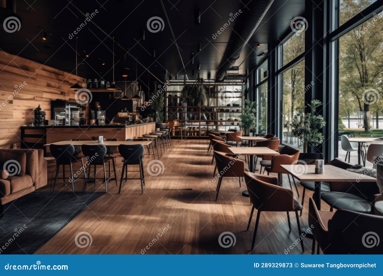 Modern Interior Coffee and Restaurant Cafe Background Stock Image ...