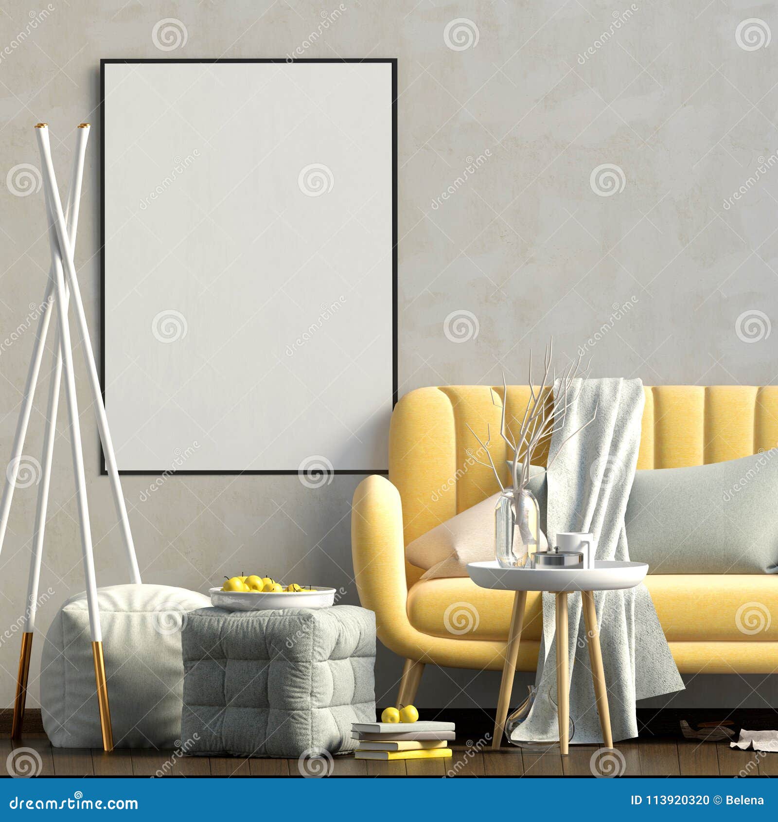 Modern Interior with Coffee Table and Sofa. Poster Mock Up Stock ...