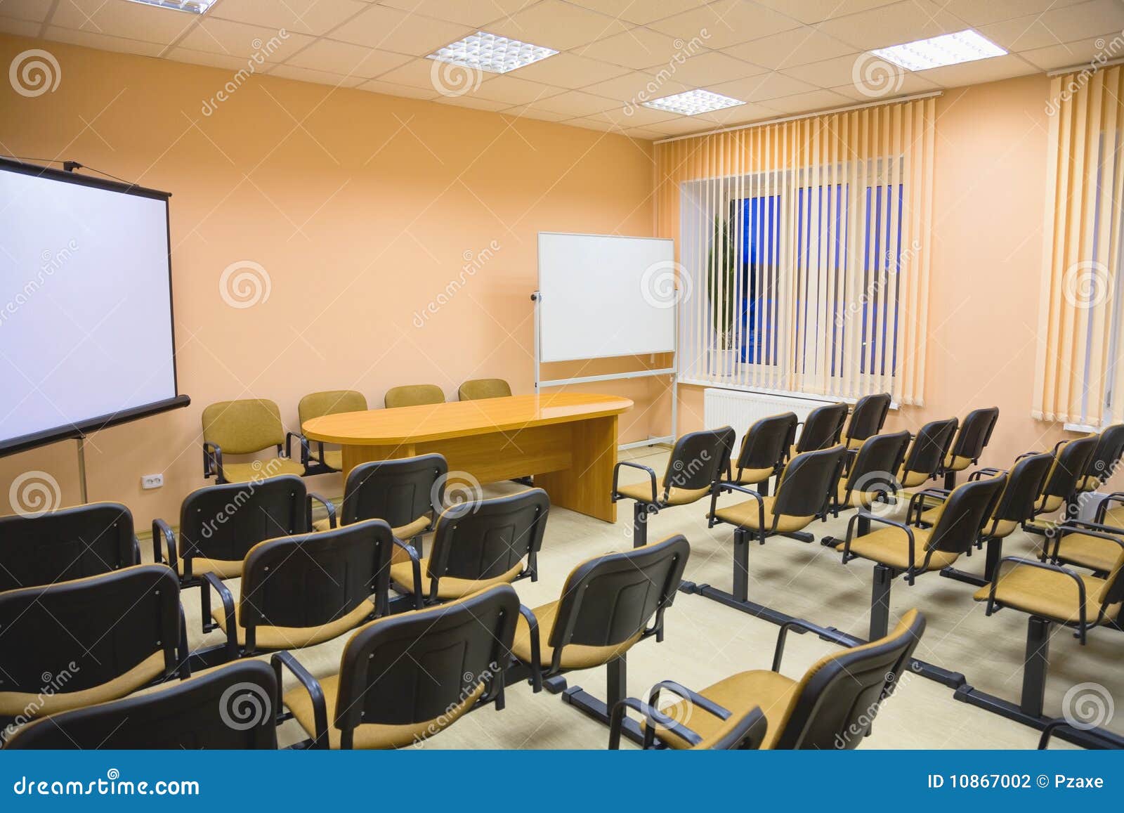 Modern Interior of a Conference Hall in Pink Tones Stock Photo - Image ...