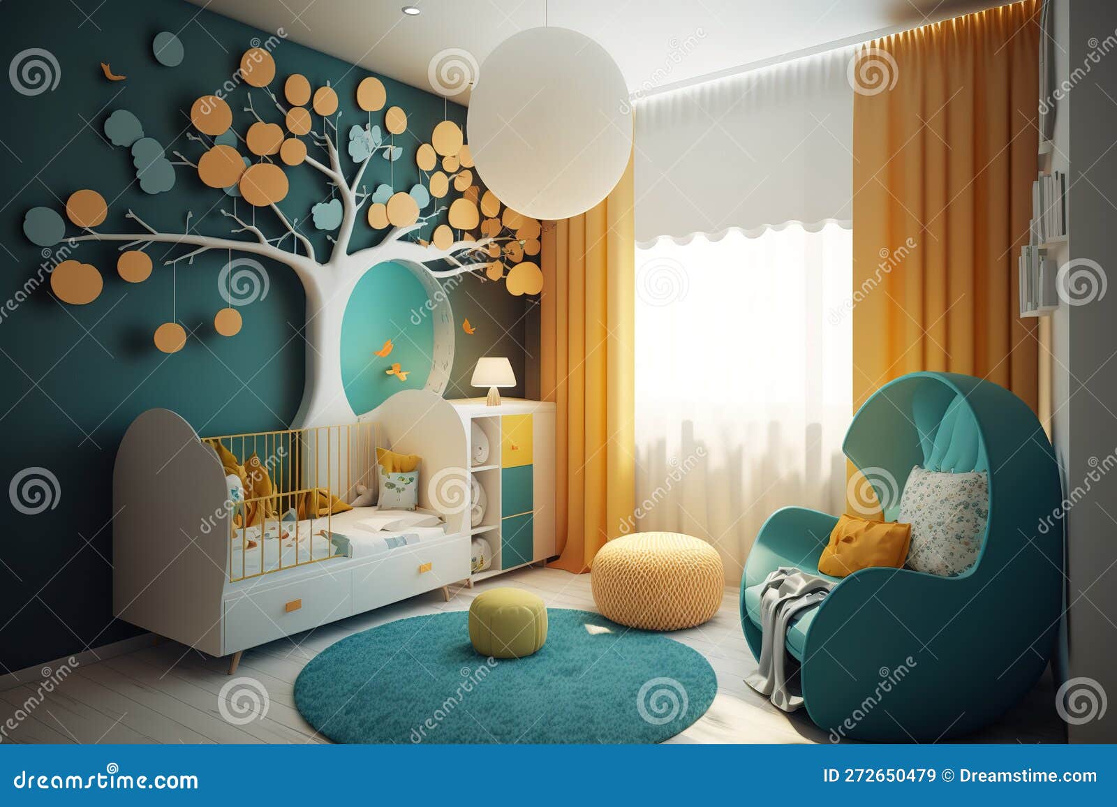 Modern Interior Design of Baby Room, Generative AI Stock Illustration ...