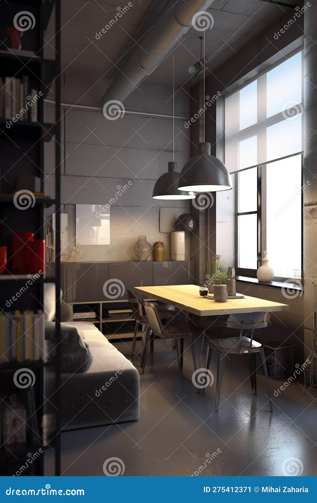 Modern Interior Design, a Big Loft Space. Generative AI Stock ...