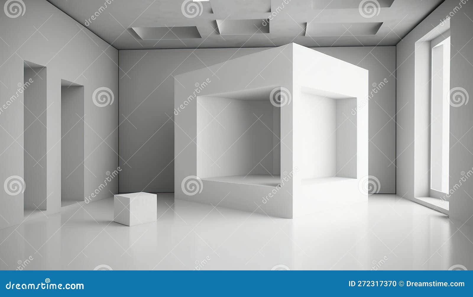 Modern Interior Design 3D. White Clean Empty Architecture Interior ...