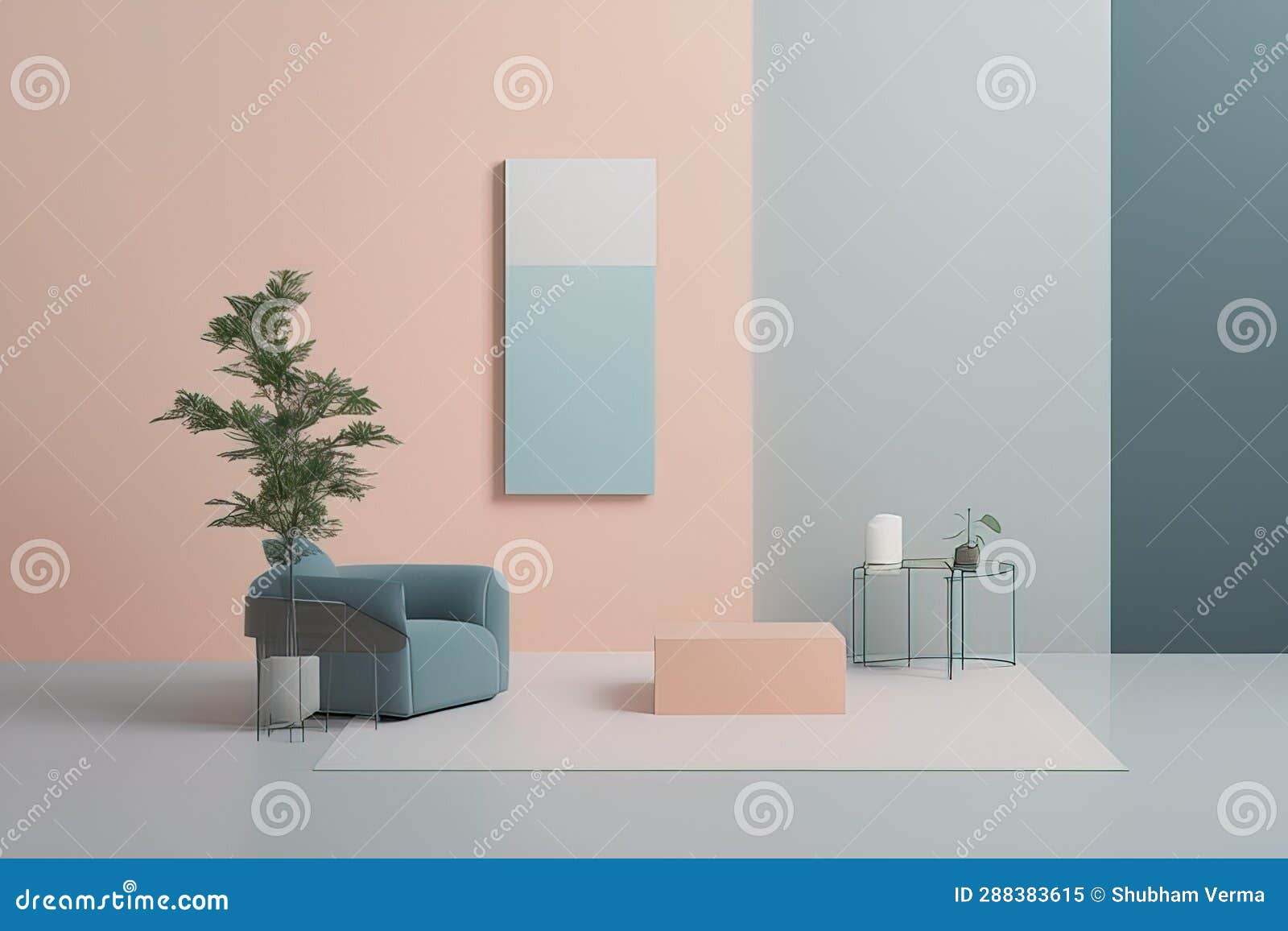 Modern Interior Design with Empty Space. 3 D Illustrationmodern ...