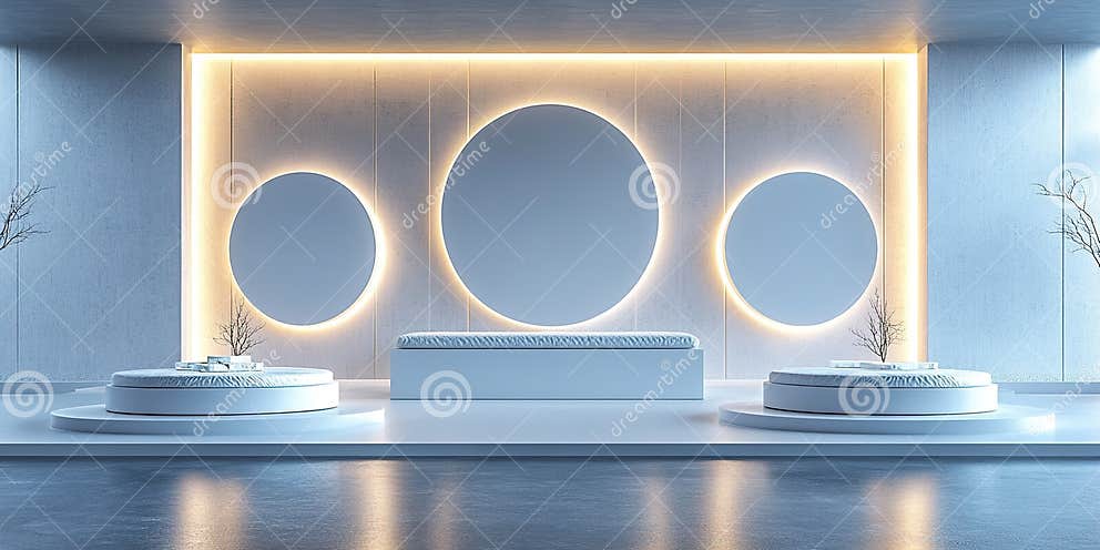 Modern Interior Design Featuring Circular Elements and Ambient Lighting ...