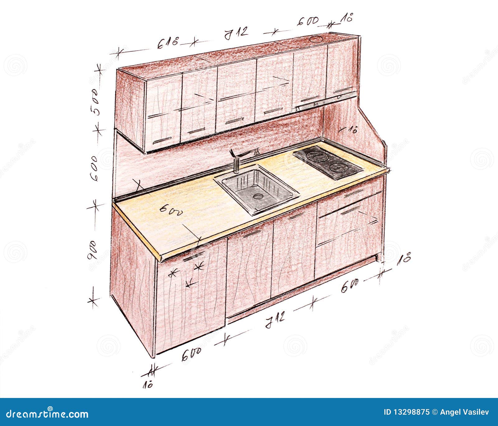 Modern Interior Design Freehand Drawing. Stock Illustration ...