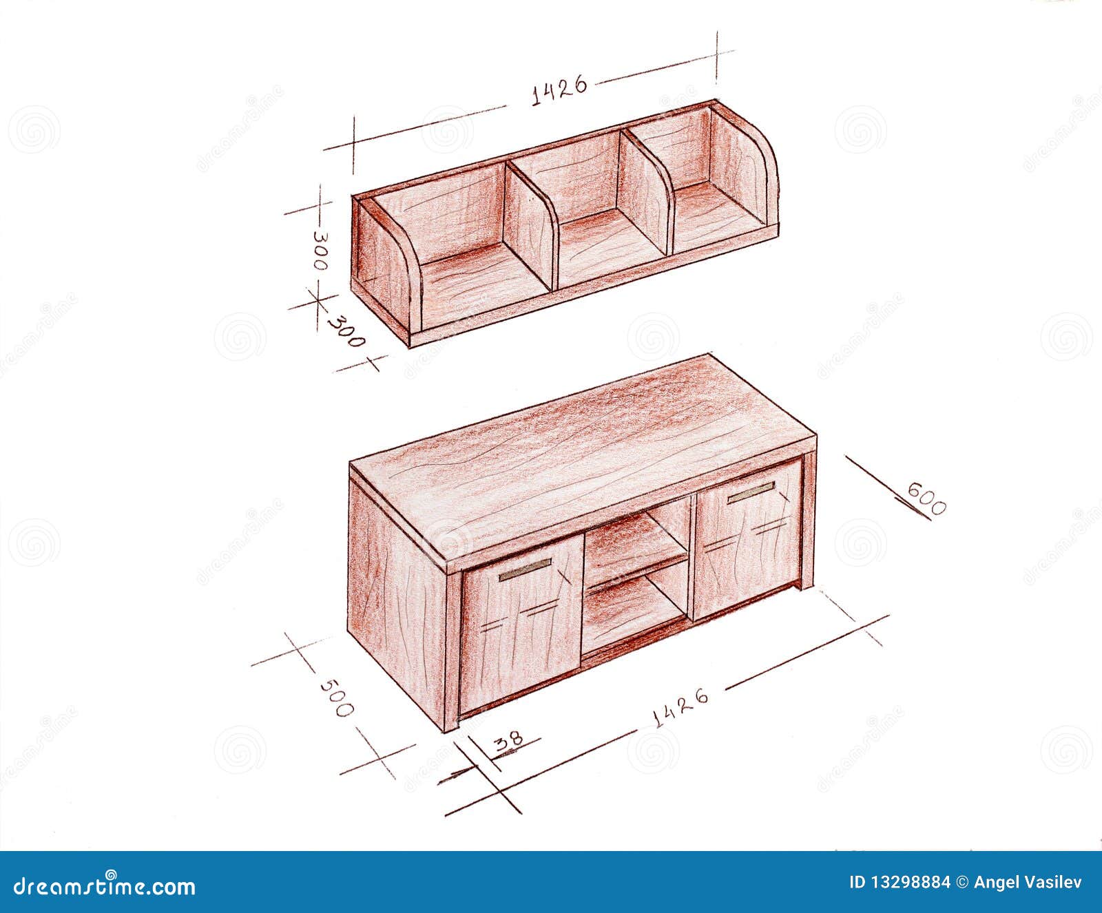 Modern Interior Design Freehand Drawing. Stock Illustration ...