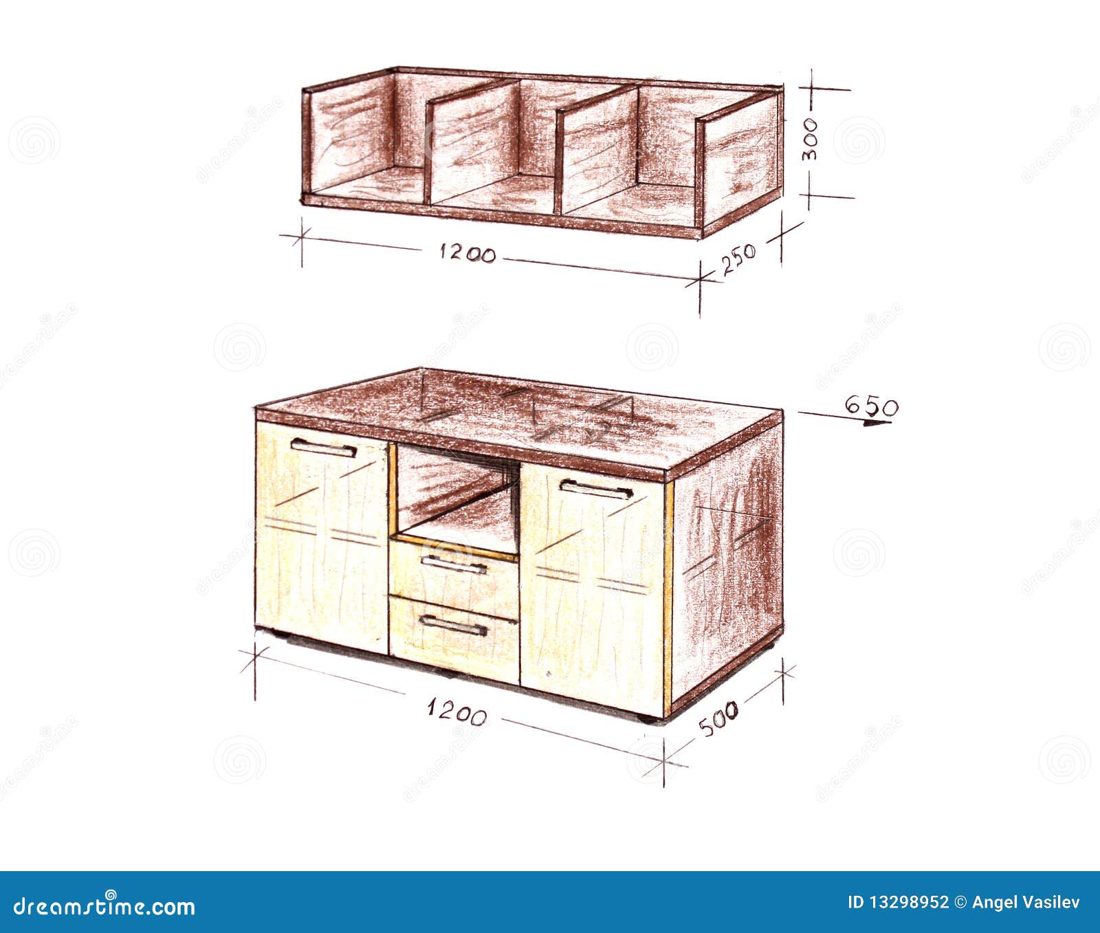 Modern Interior Design Freehand Drawing. Stock Illustration ...
