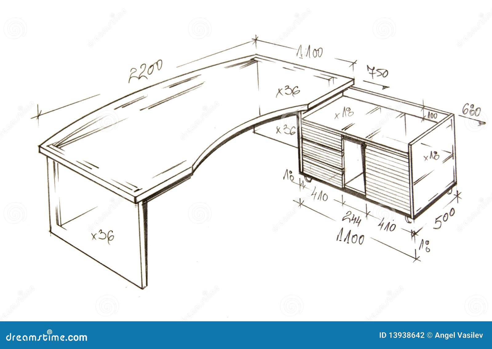 Modern Interior Design Freehand Drawing. Stock Illustration ...