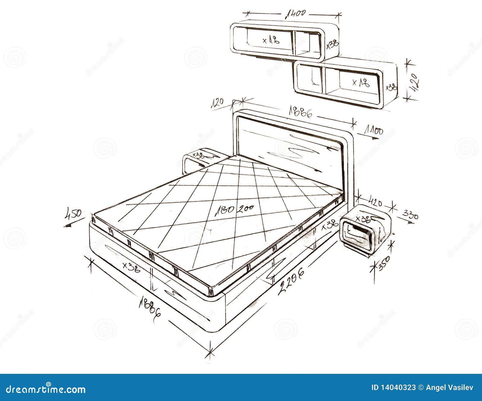 Modern Interior Design Freehand Drawing. Stock Illustration ...