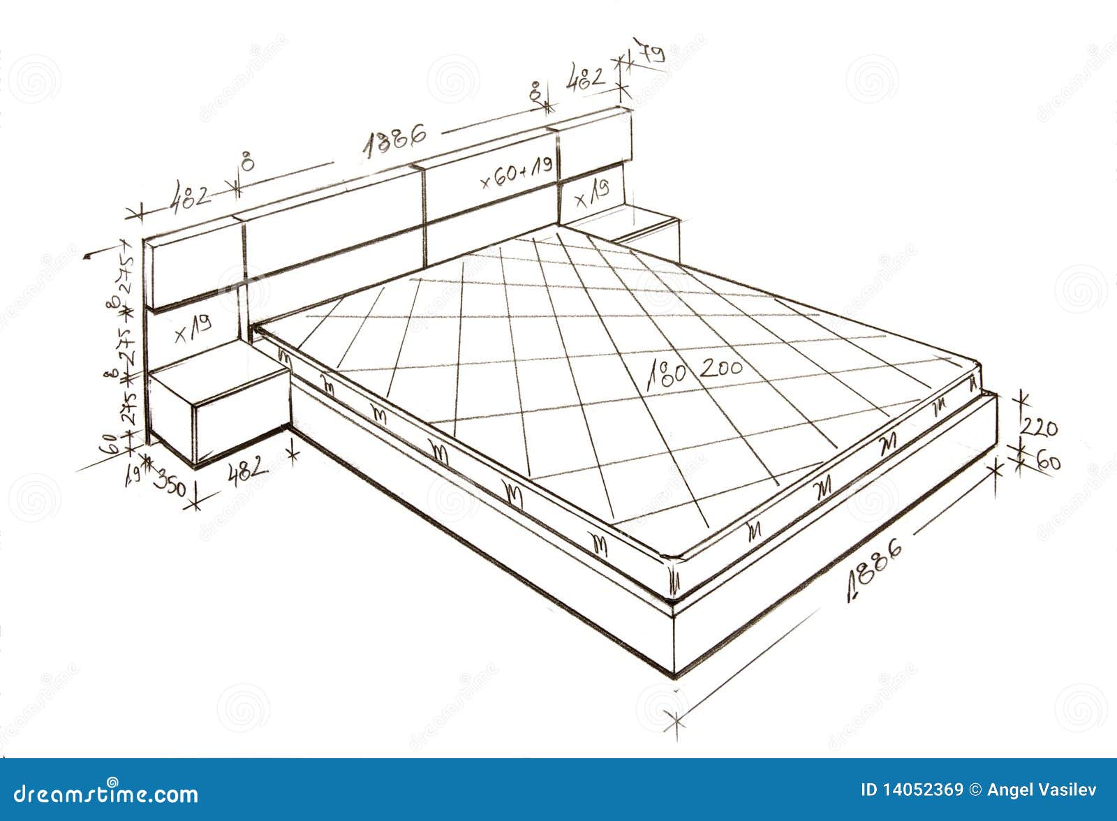 Modern Interior Design Freehand Drawing. Stock Illustration ...