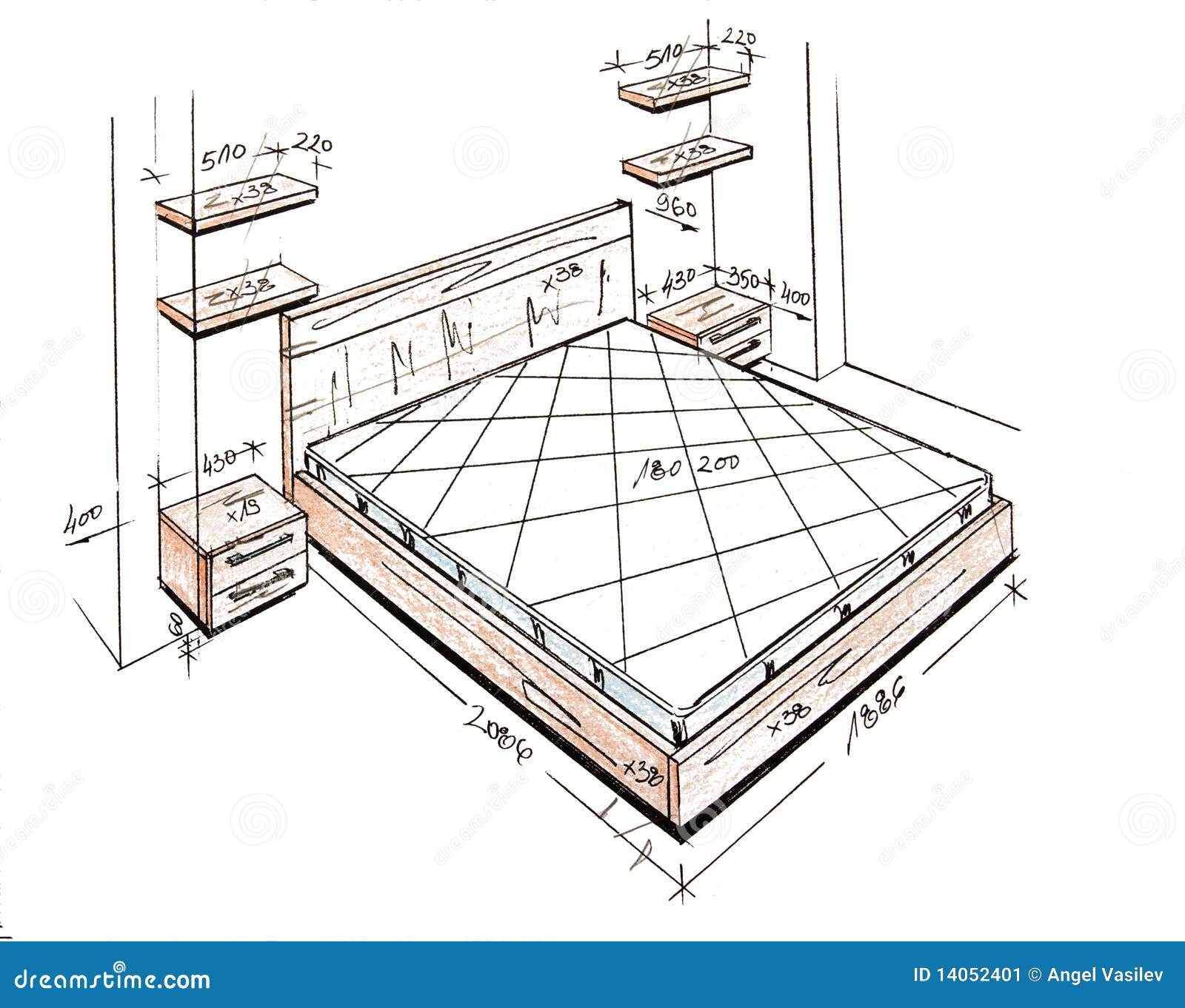 Modern Interior Design Freehand Drawing. Stock Illustration ...