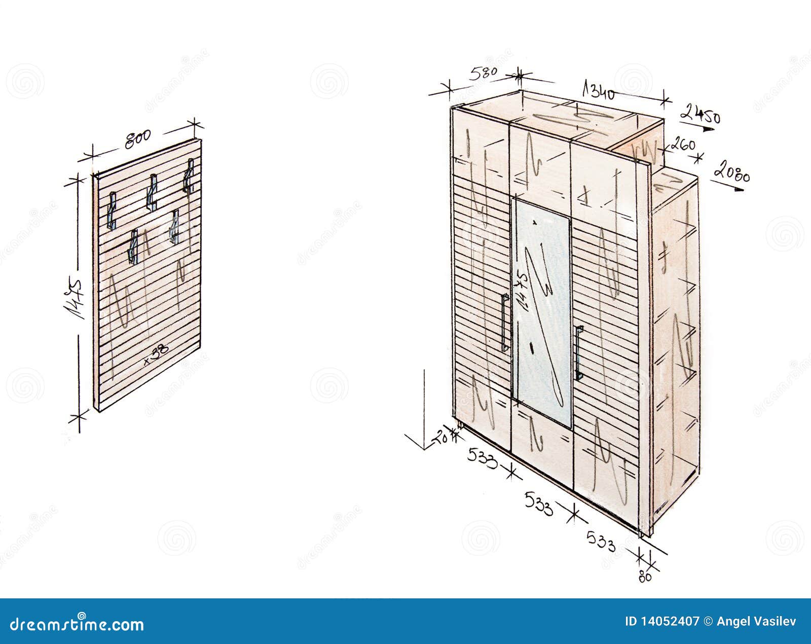 Modern Interior Design Freehand Drawing. Stock Illustration ...