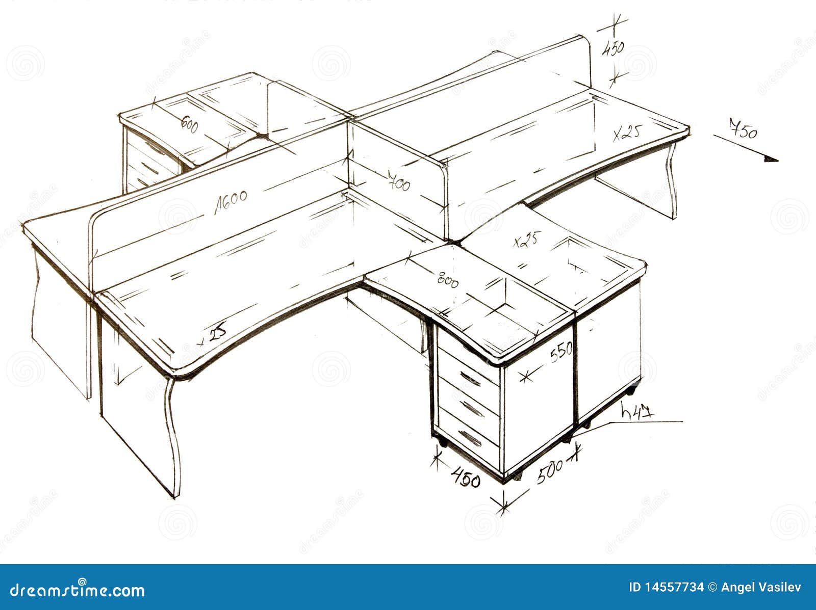 Modern Interior Design Freehand Drawing. Stock Illustration ...