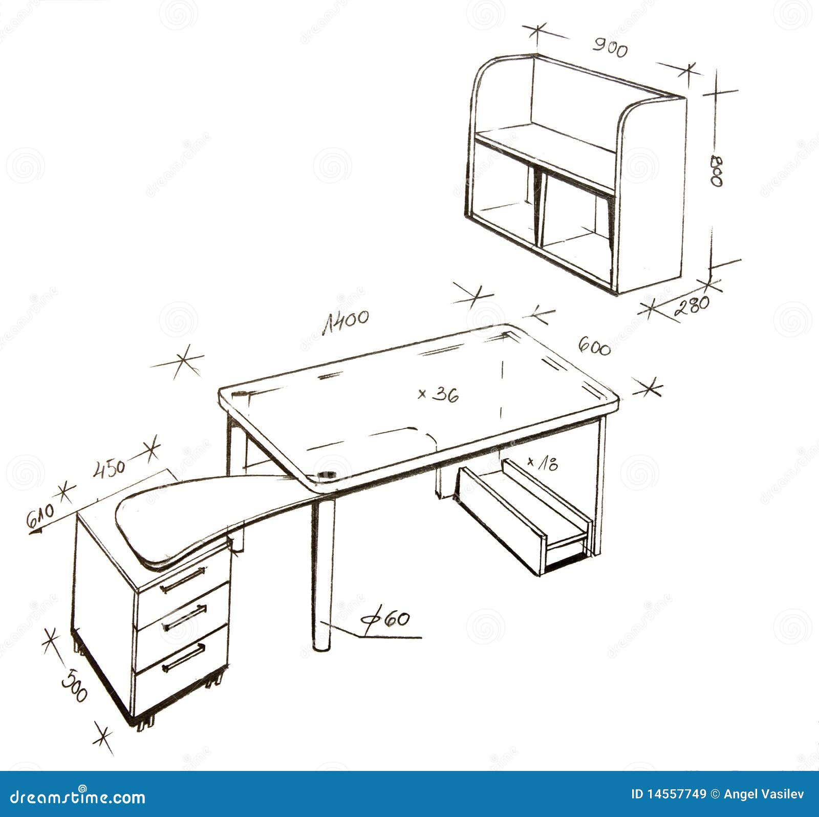 Modern Interior Design Freehand Drawing. Stock Illustration ...